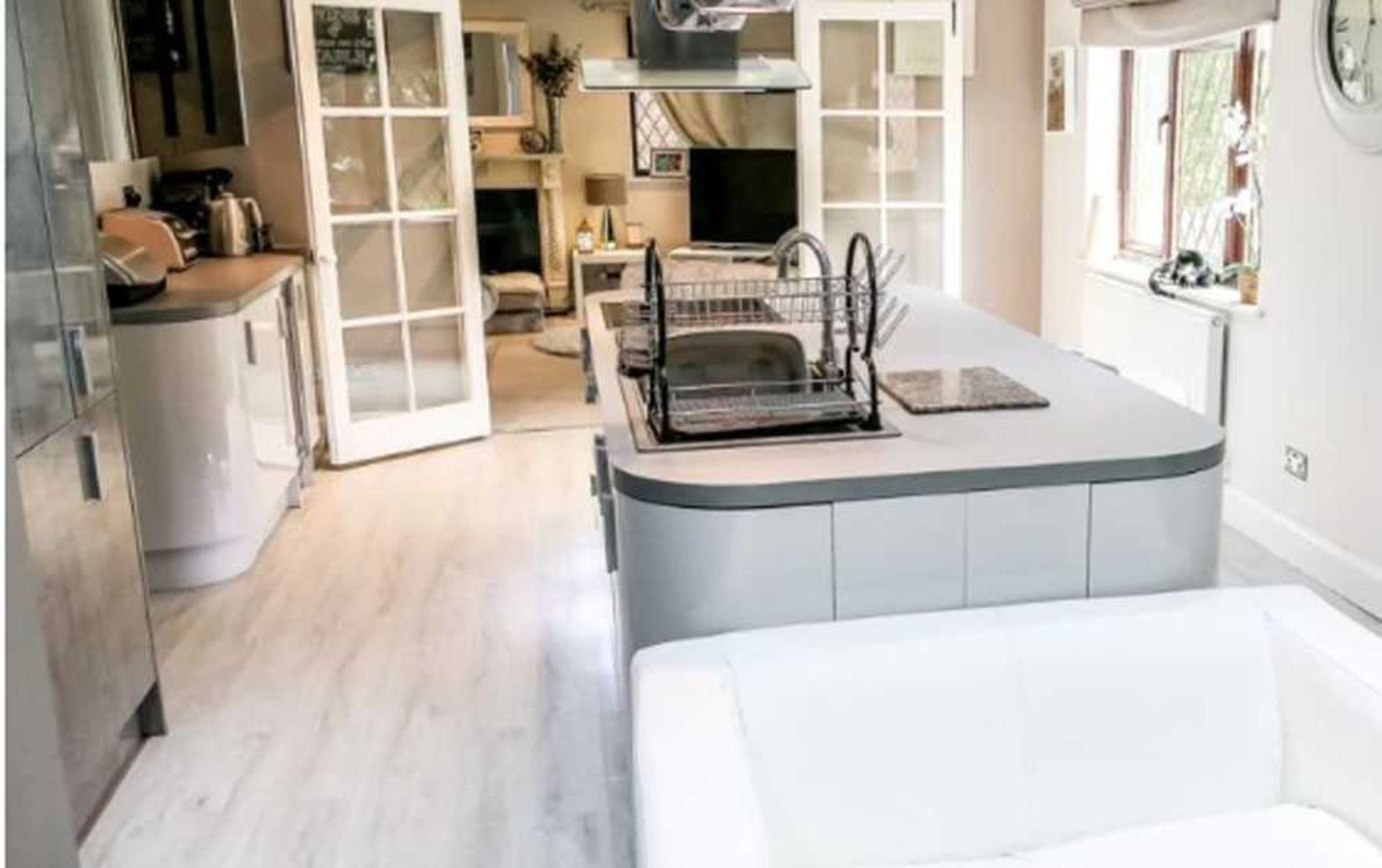 +VAT Modern grey marble gloss finish kitchen comprising floor and wall ...
