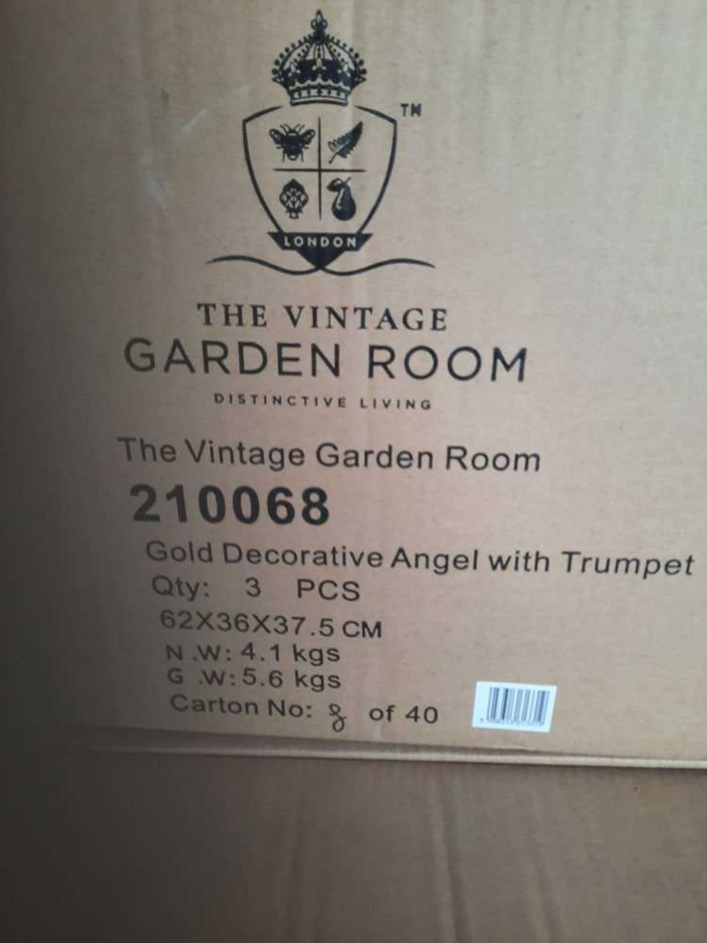 +VAT Pallet of 12 Cartons of 3, (a total of 36) Gold Decorative Angel ...