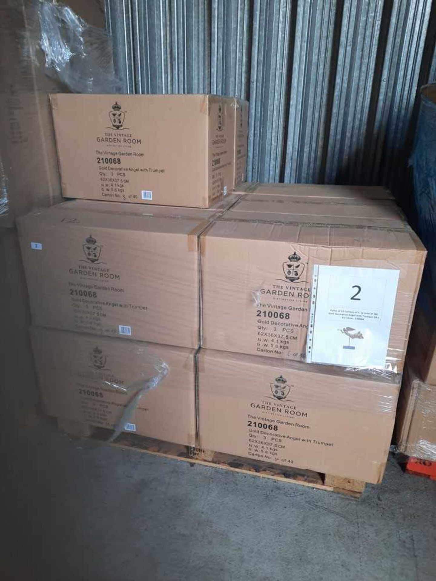 +VAT Pallet of 12 Cartons of 3, (a total of 36) Gold Decorative Angel ...