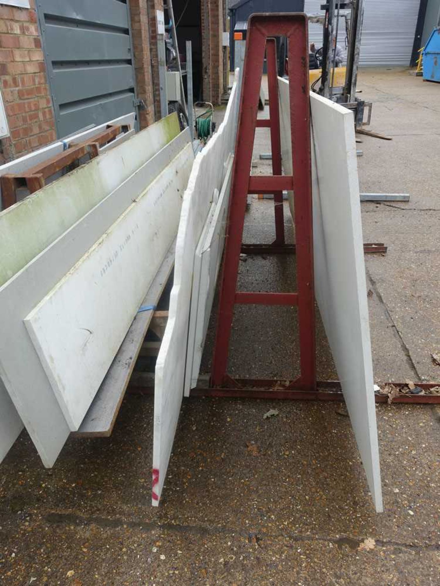 +VAT Three various steel A-frame stock racks