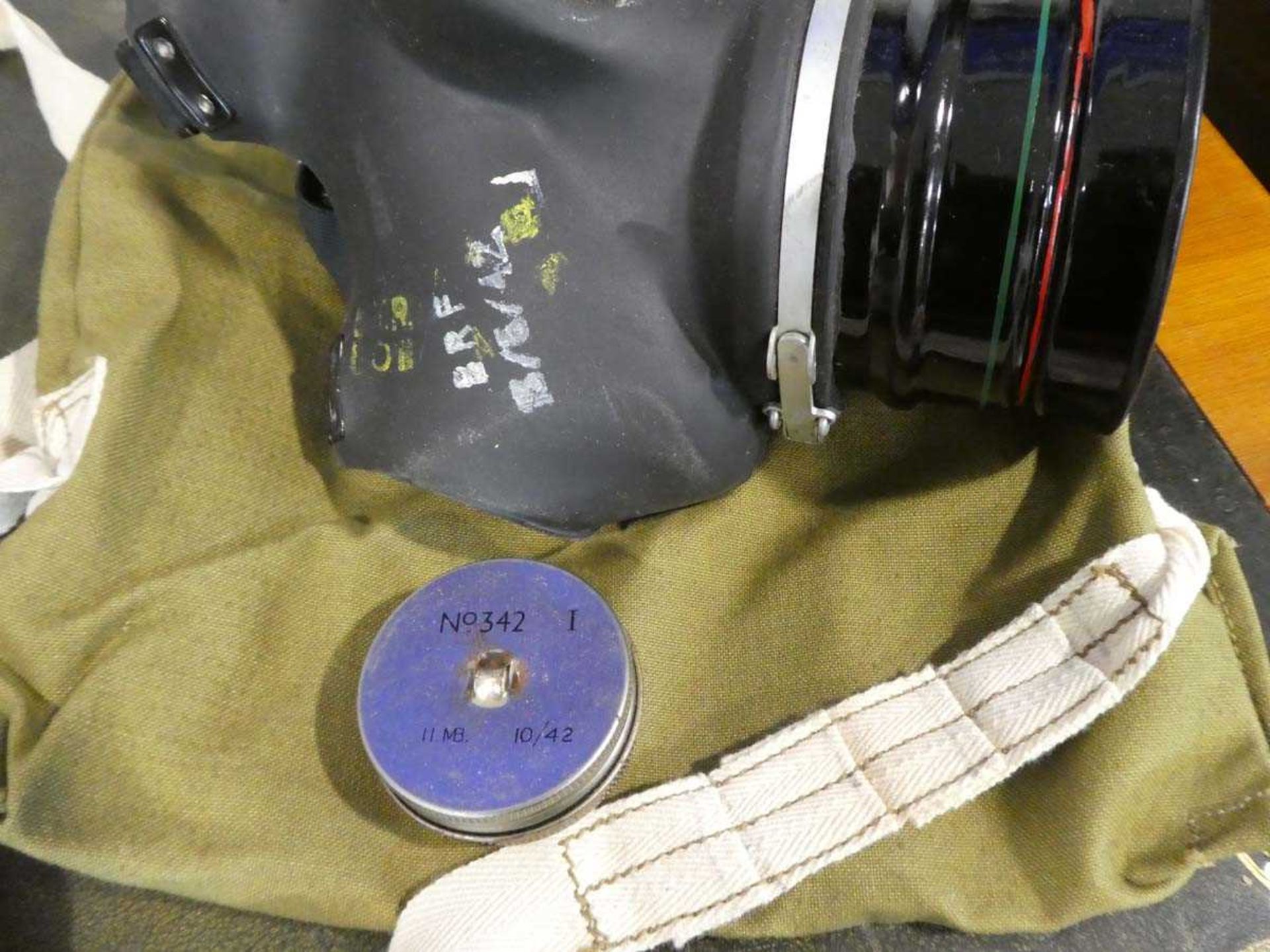 Vintage respirator in cardboard box