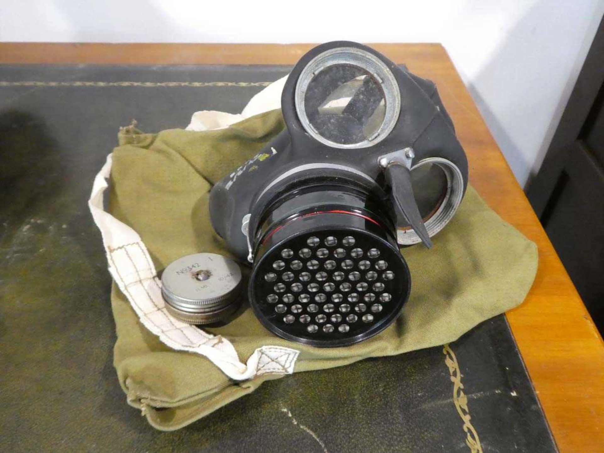 Vintage respirator in cardboard box