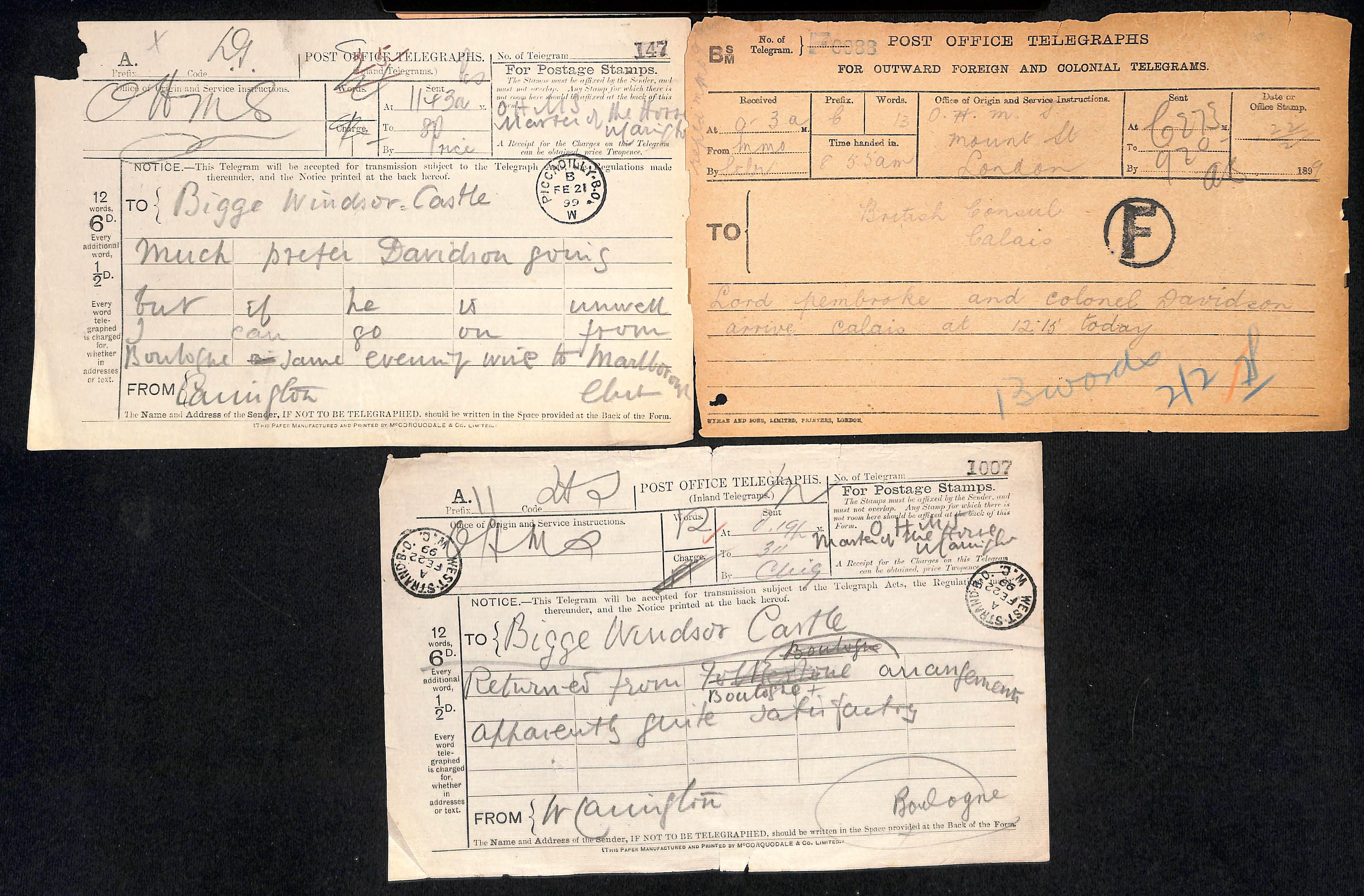 Title: Great Britain 1899 Three fine royal telegrams, two of which are ...