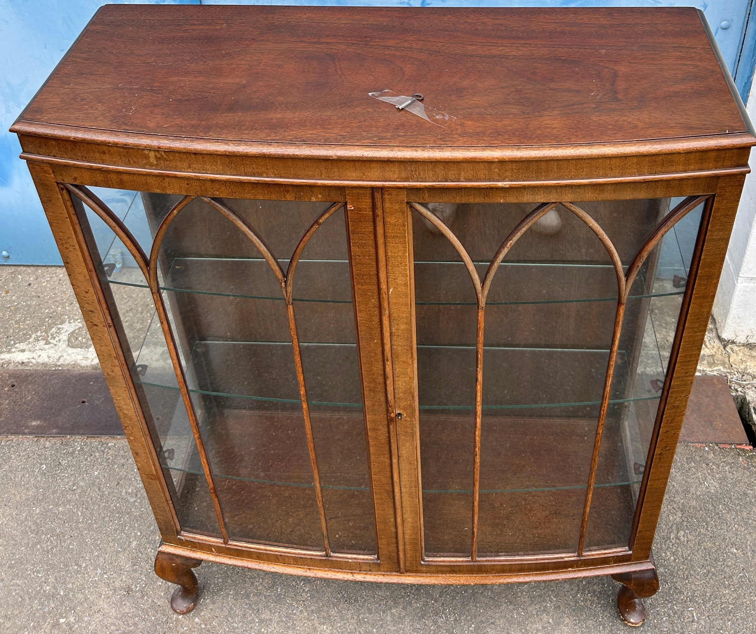 A 1920's ART DECO GLASS DISPLAY CABINET BY DENBY AND SPINKS, with ...