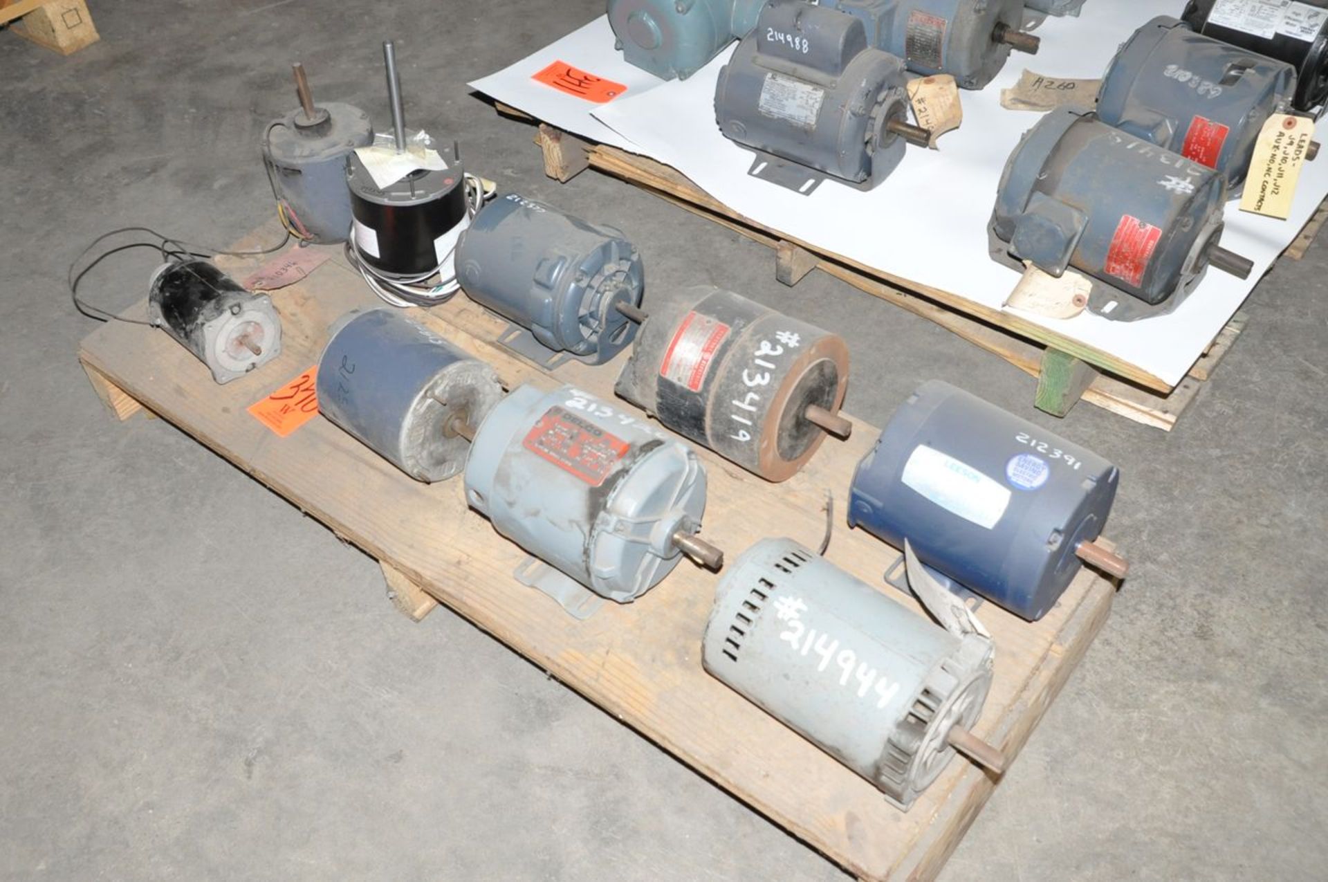 Lot - (9) Various 1-PH and 3-PH Motors on (1) Pallet, (Storeroom)
