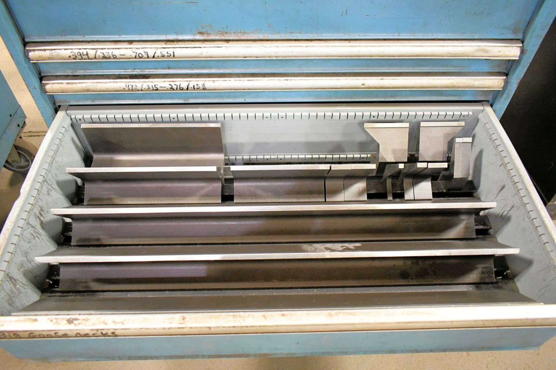 5-Drawer Tooling Cabinet with Various Amada and Wilson Brake Die Contents