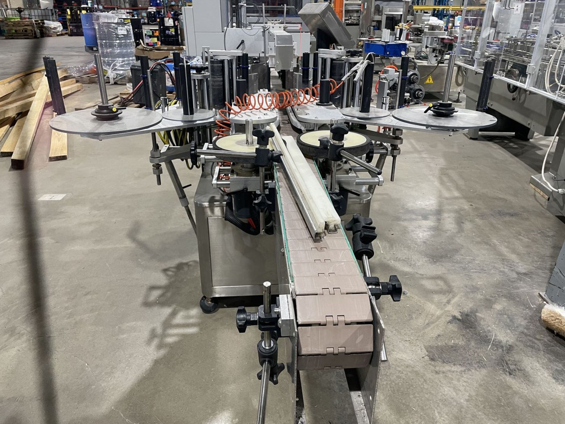 Front and Back Automatic Labeler, 4 in. x 9' Table Top Belt Conveyor ...