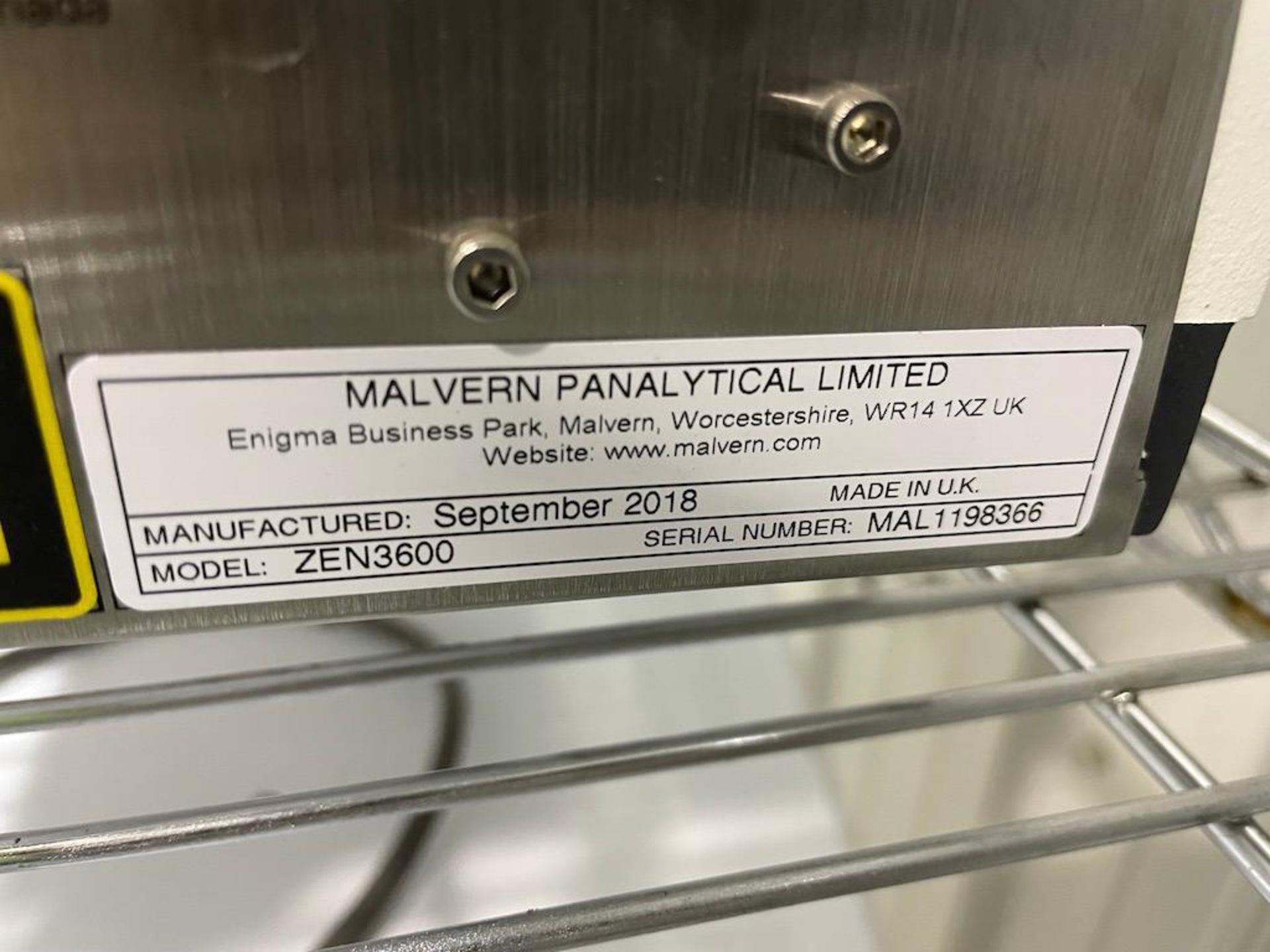 2018 MALVERN ZETA SIZER SERIES NANO 25, MODEL ZEN 3600, SN MAL 1198366