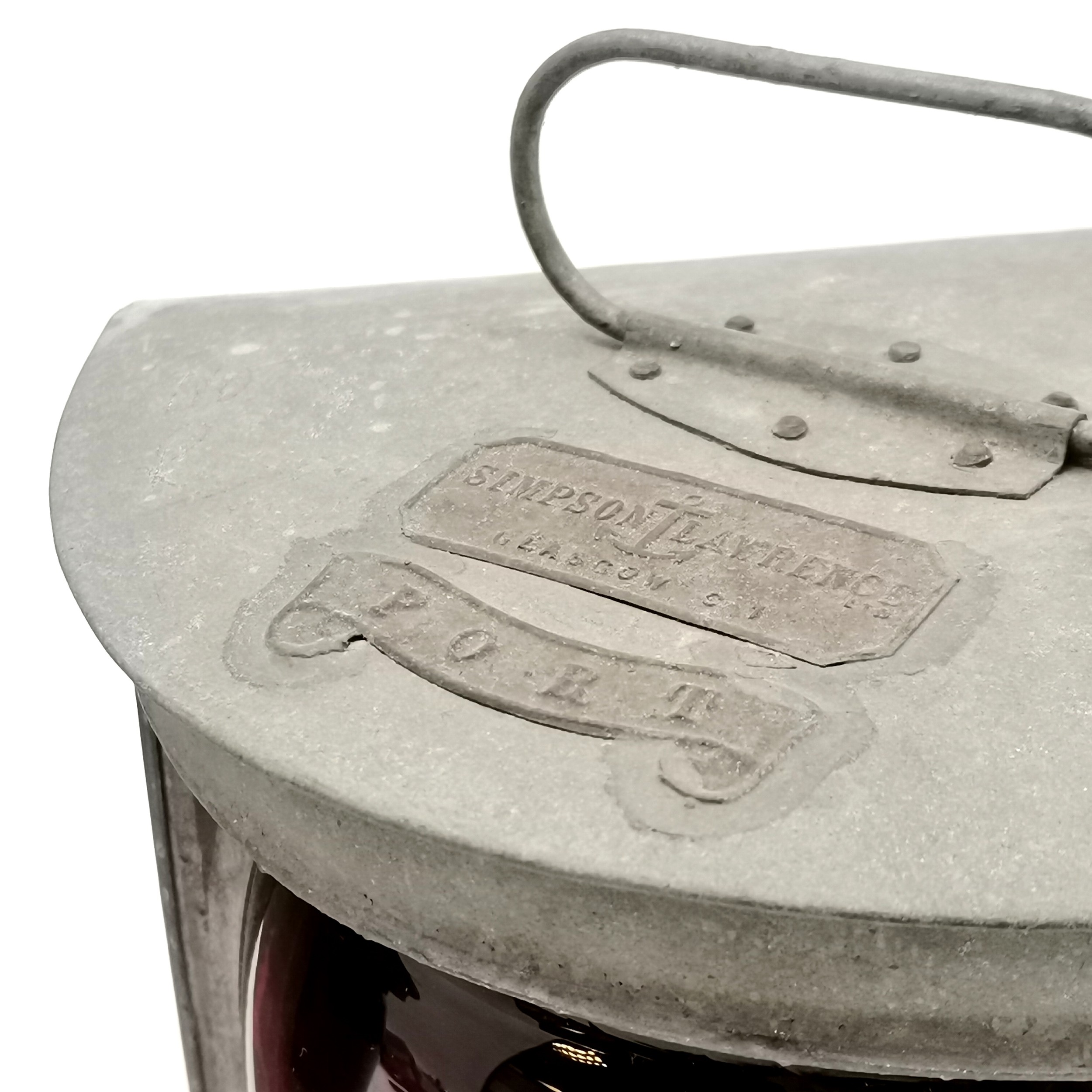Pair of Galvanised Ship's lamps by Simpson Lawrence Ltd Glasgow, Port ...