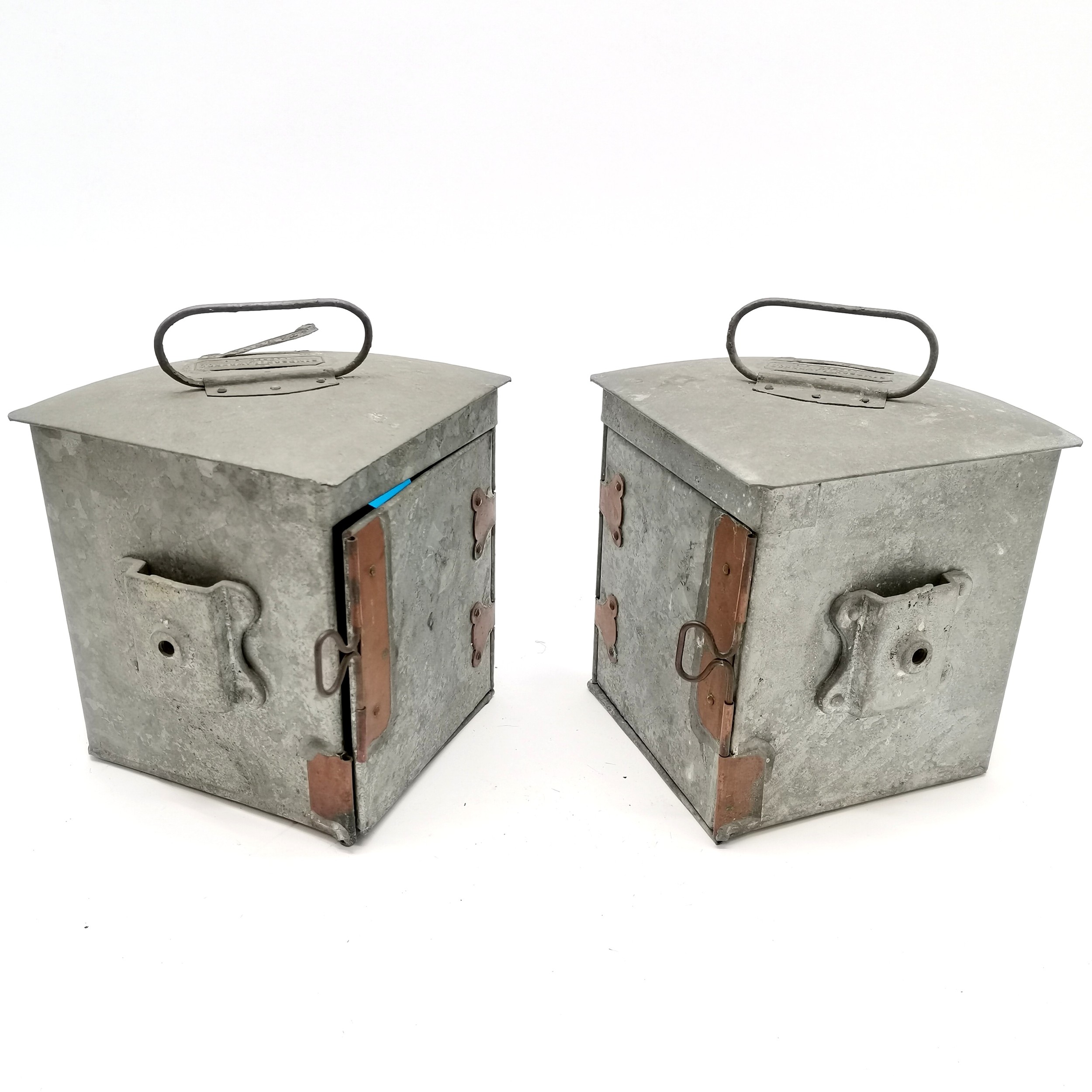 Pair of Galvanised Ship's lamps by Simpson Lawrence Ltd Glasgow, Port ...