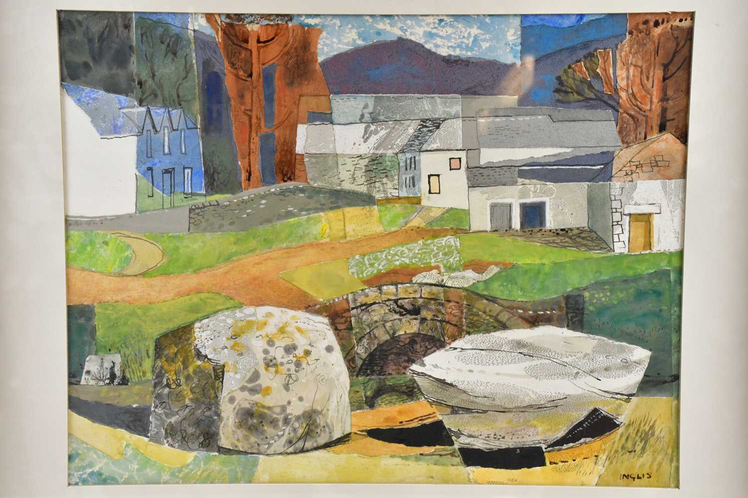 ALEXANDER INGLIS; mixed media, 'Judith's House', signed lower left, 38 ...