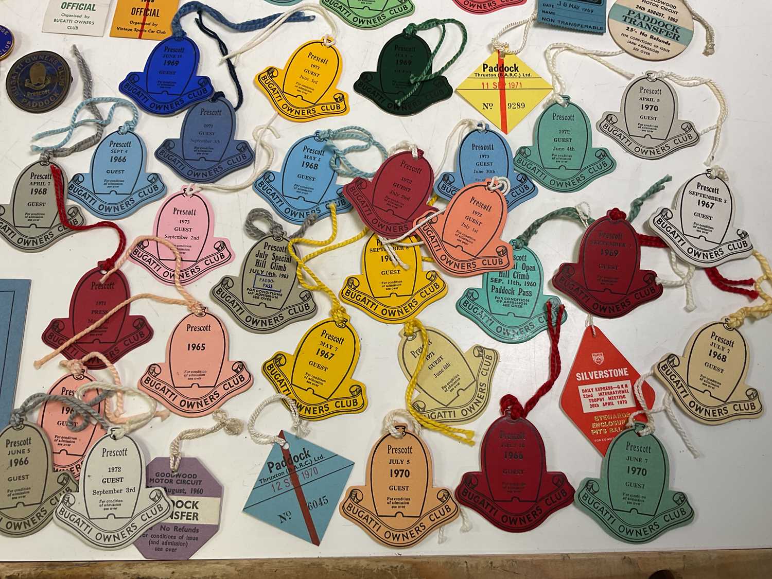 A collection of Bugatti Owners Club badges and ephemera including ...
