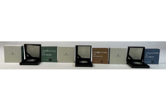 ROYAL MINT; three 50p Silver Proof Coins comprising Charles Babbage ...