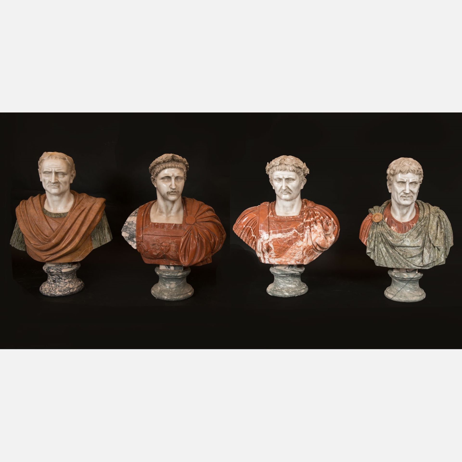 Four Monumental Busts of Roman Emperors, Octavianus Augustus (63 b.C ...
