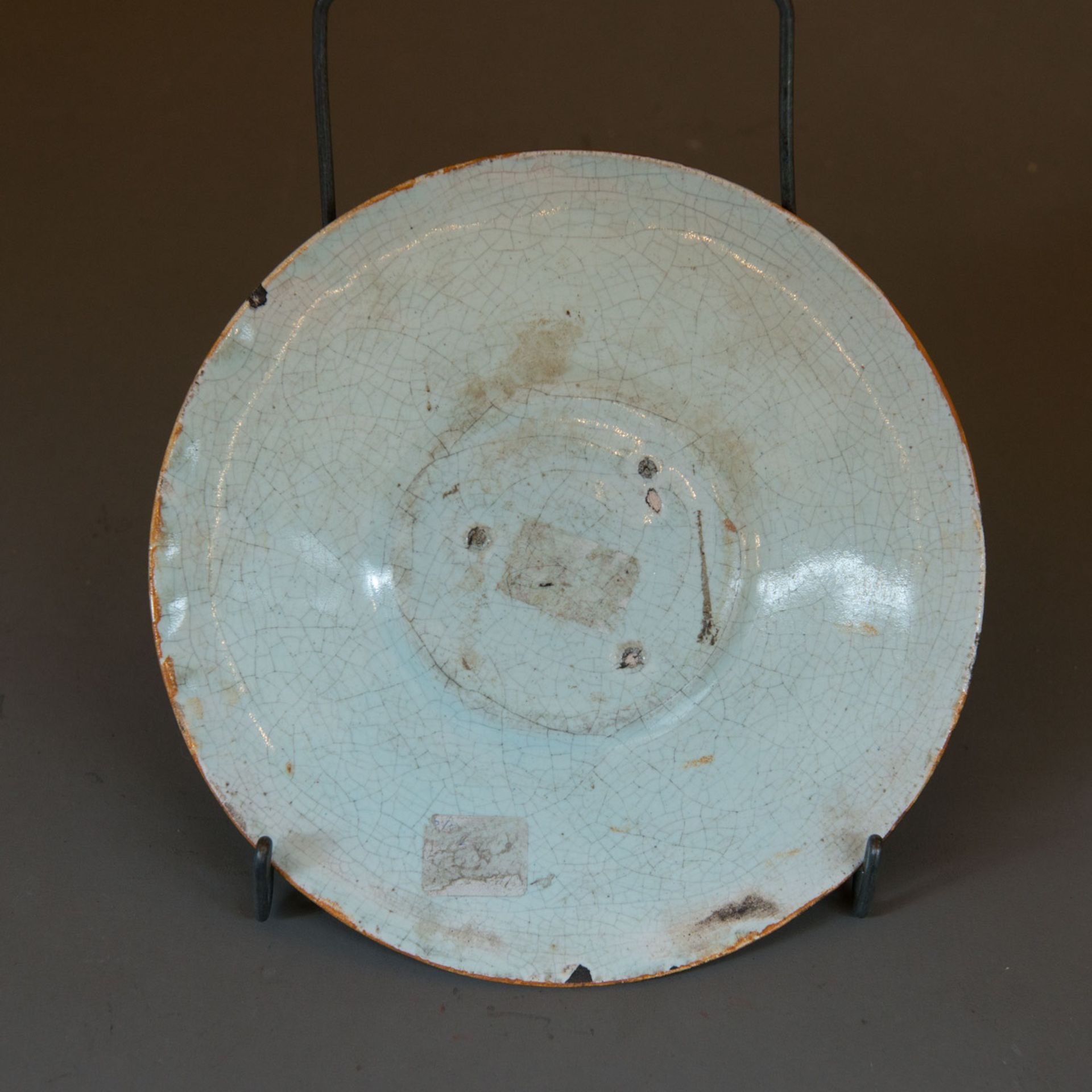 Castelli Ceramic plate, painted family scene in landscape, glazed, 17th ...