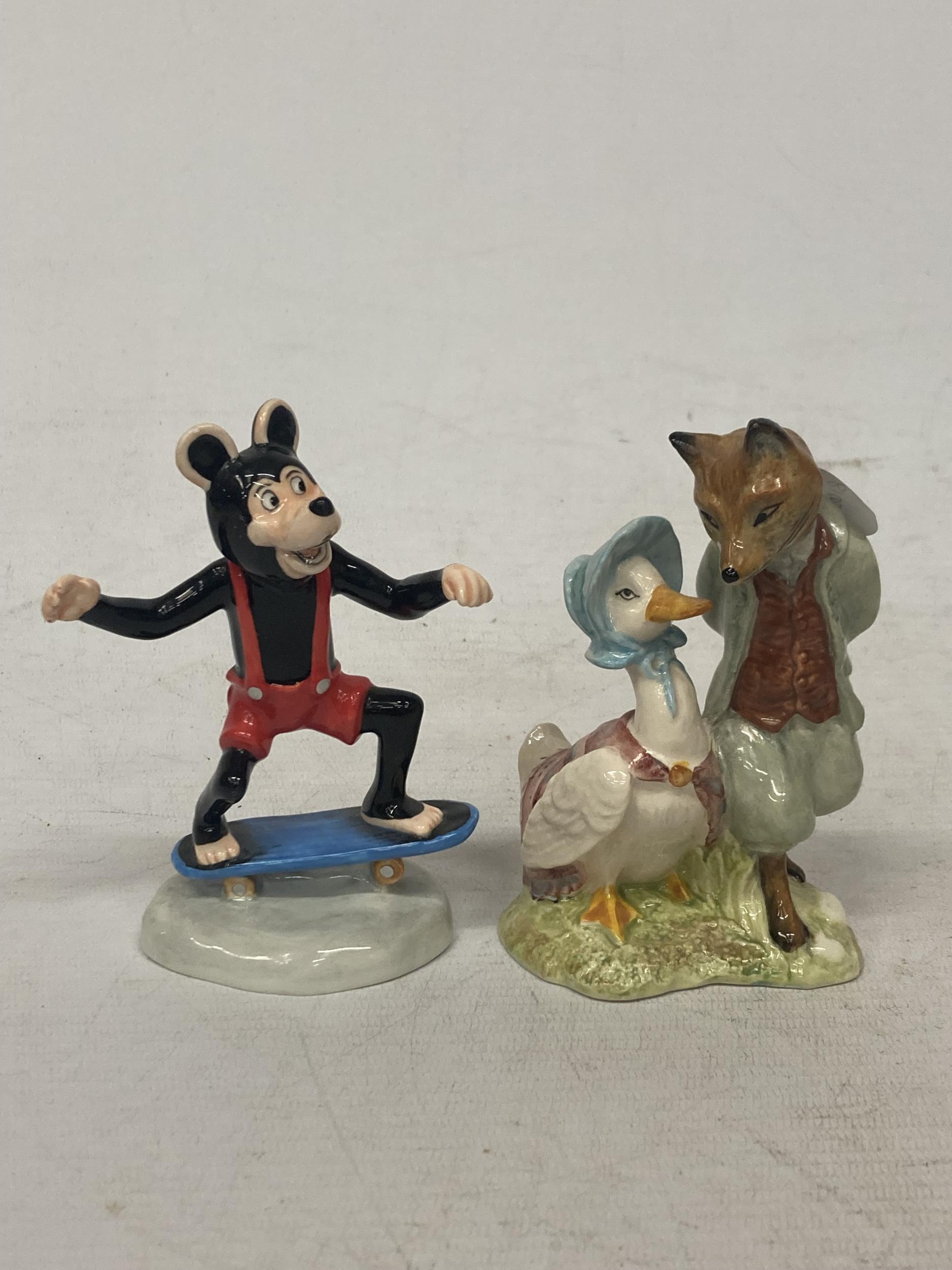 A JOHN BESWICK FIGURE OF "BIFFA THE BEAR" TOGETHER WITH A ROYAL ALBERT ...