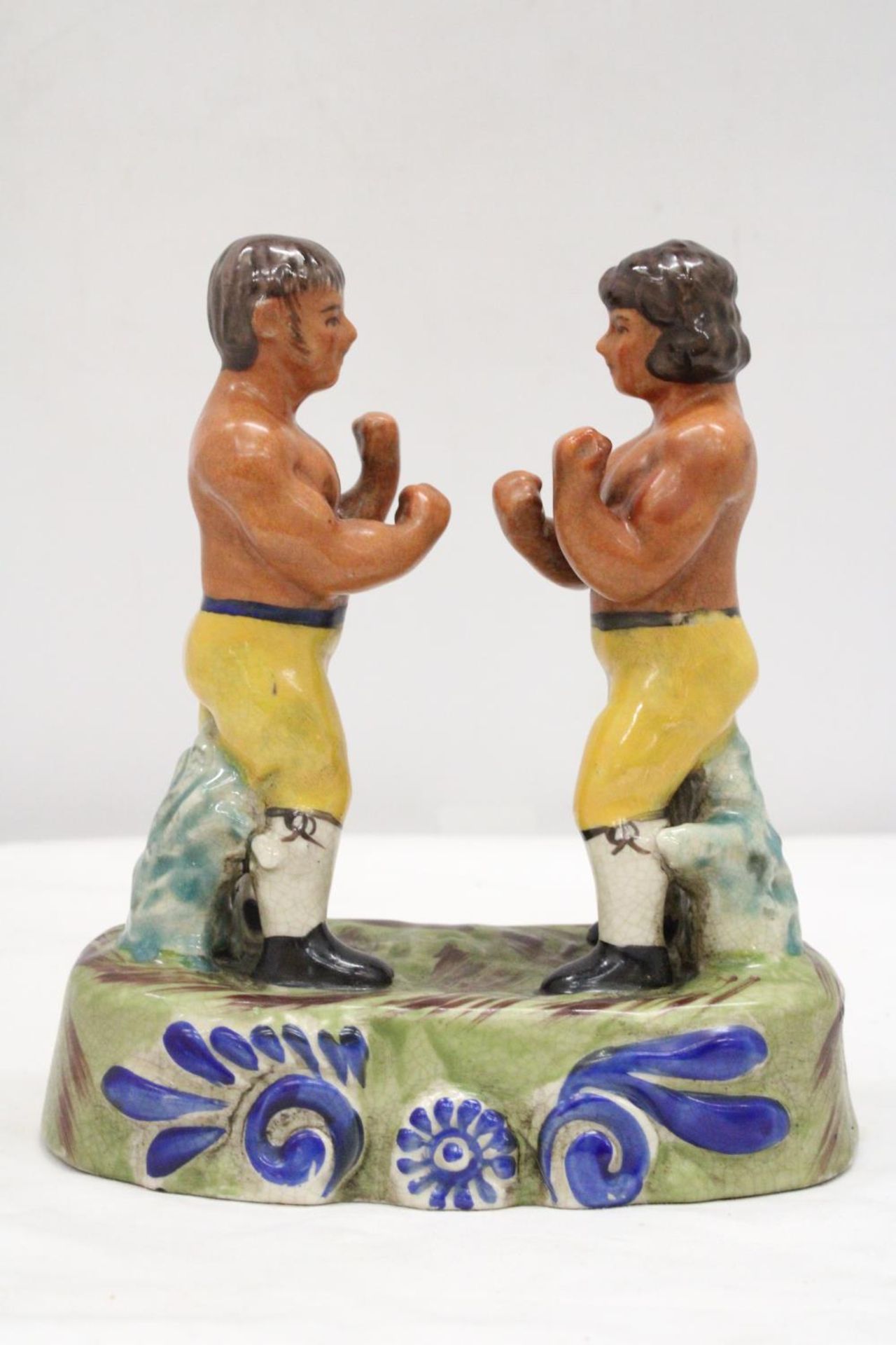 A STAFFORDSHIRE BARE KNUCKLE FIGHTERS FIGURE DEPICTING SPRING AND ...