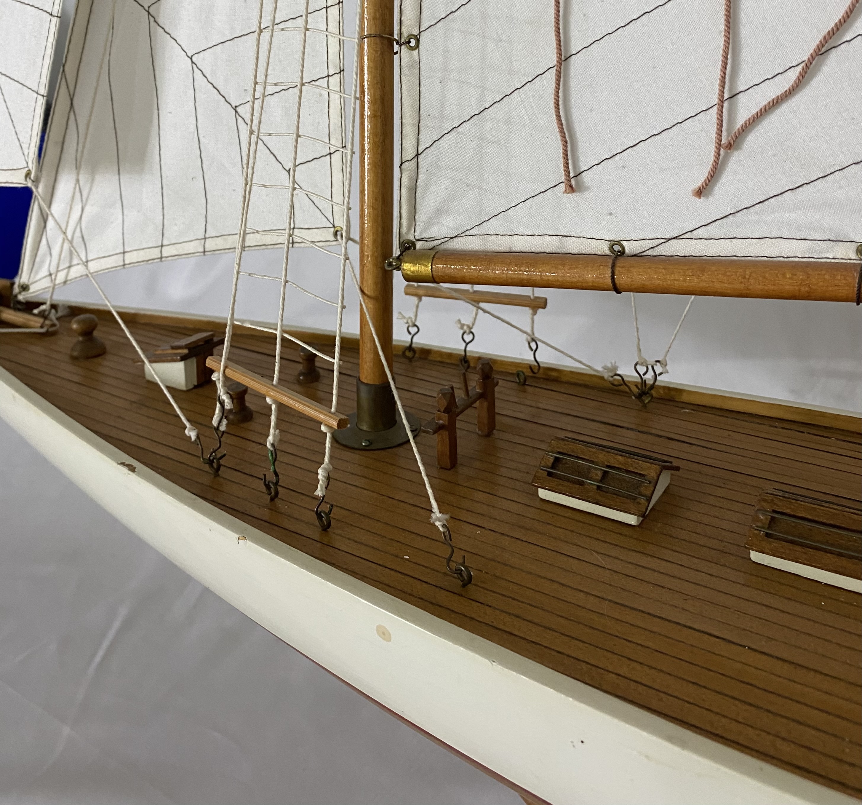 A large Nauticalia, London pond yacht on stand. Total length 119cm and ...