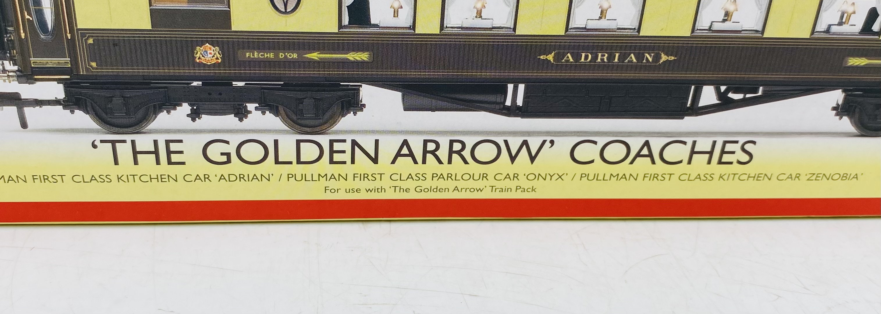 A boxed Hornby OO gauge "The Golden Arrow" Coaches triple Pullman coach ...