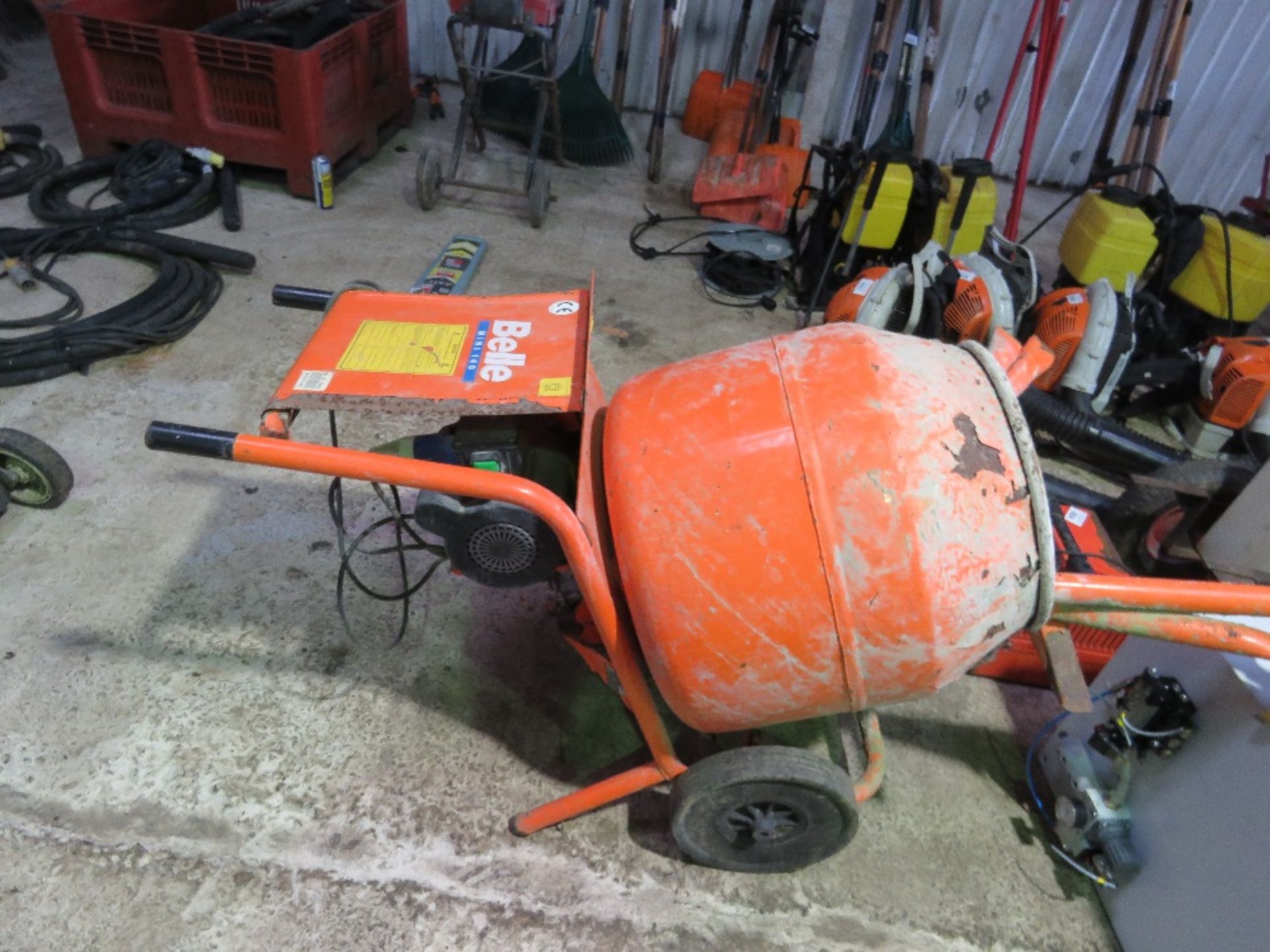 BELLE 140 MINI CEMENT MIXER WITH STAND, 240VOLT POWERED.....THIS LOT IS ...