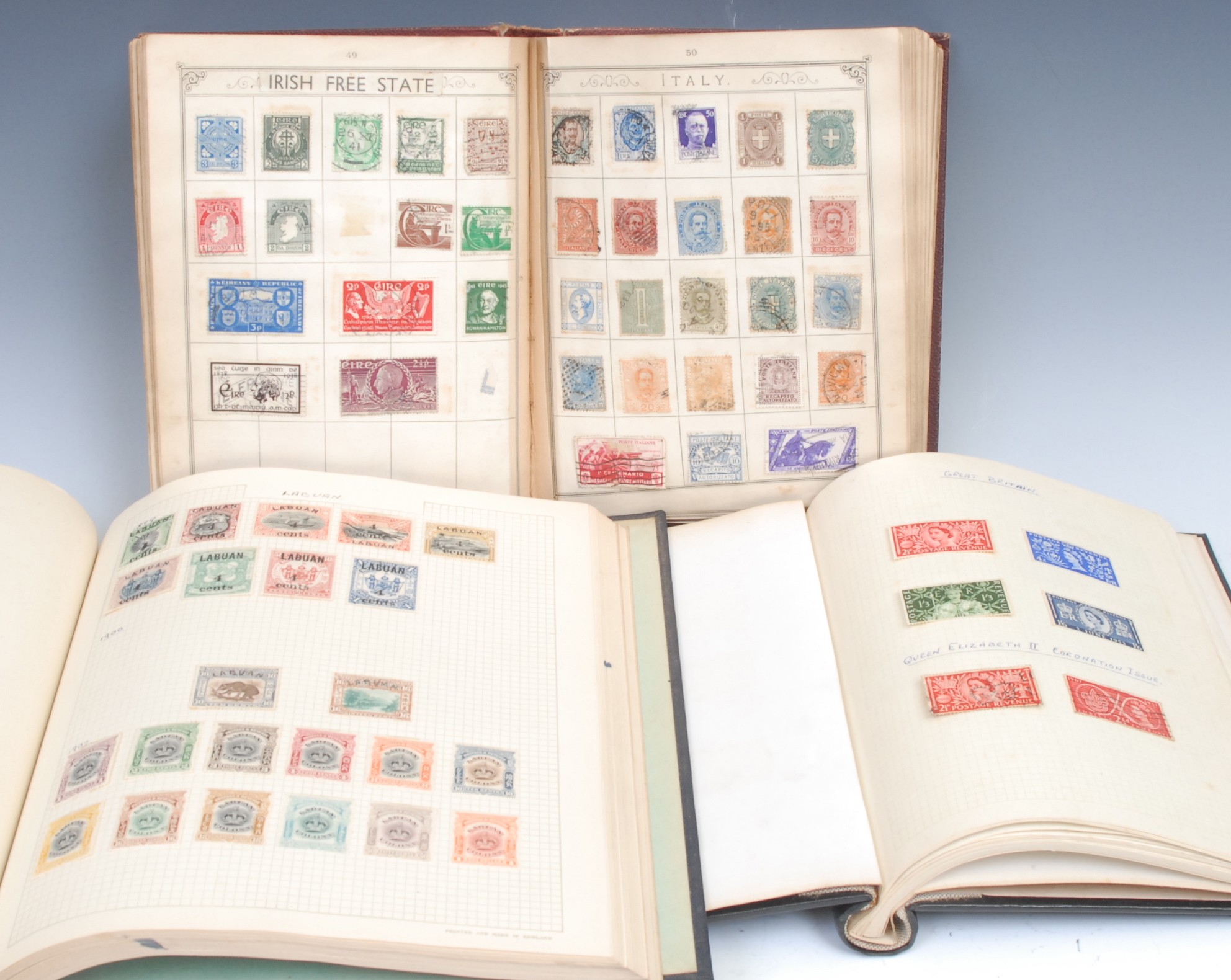 Stamps - three stamp albums, one Lincoln album, 12th Edition, unpicked ...