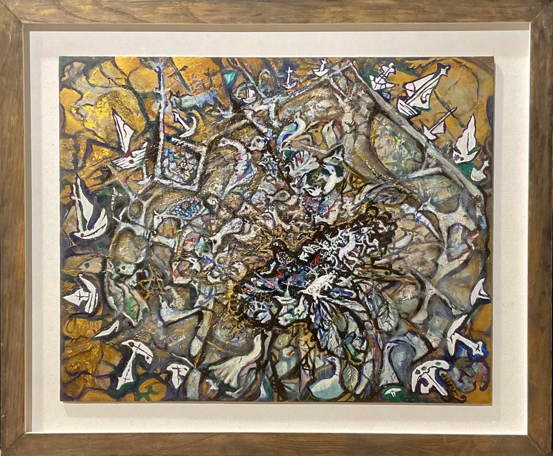 Mary Barratt (contemporary) Nexus of Change, Mixed Media on board ...