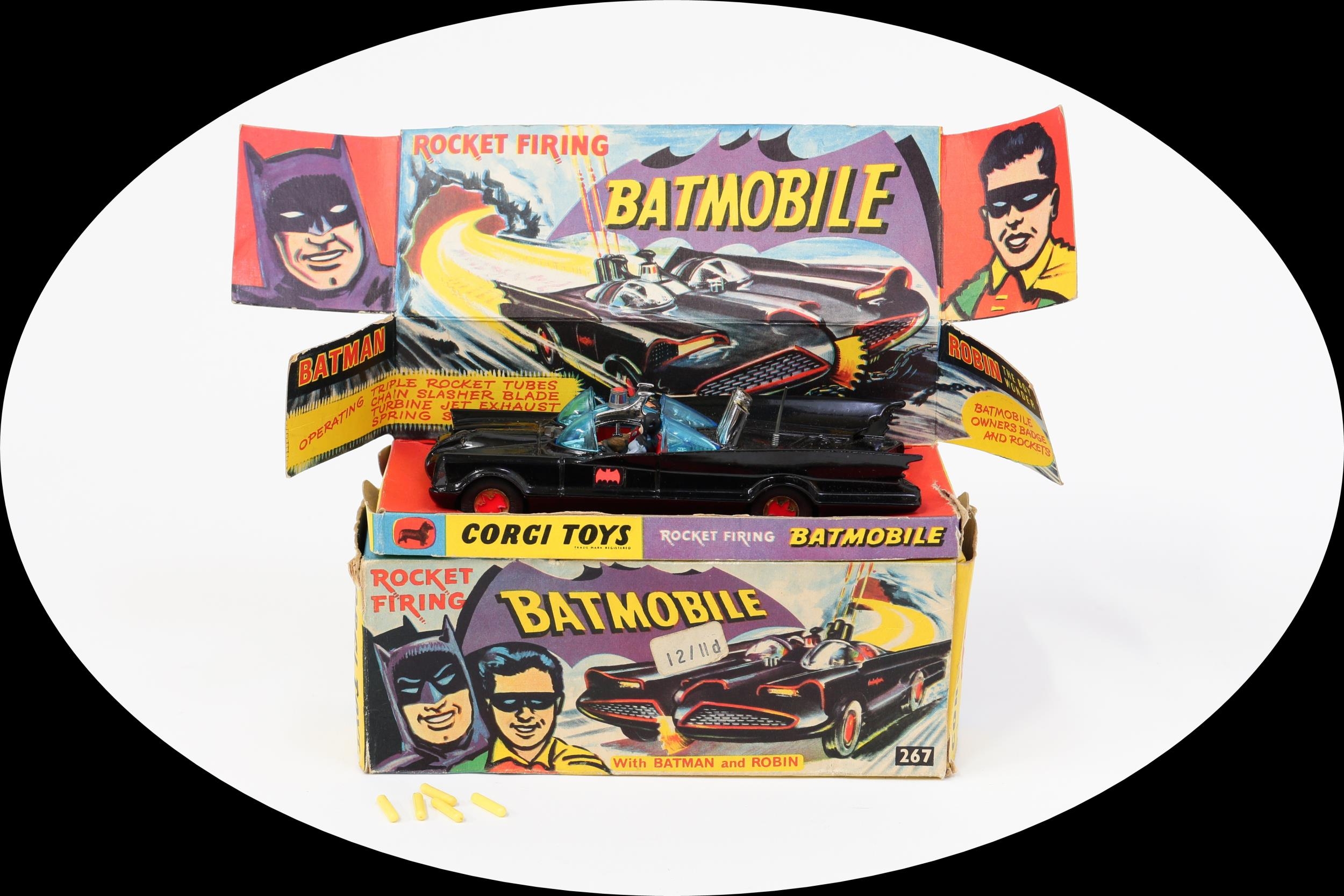 Corgi Toys 267 Rocket Firing Batmobile, black body with black and red ...