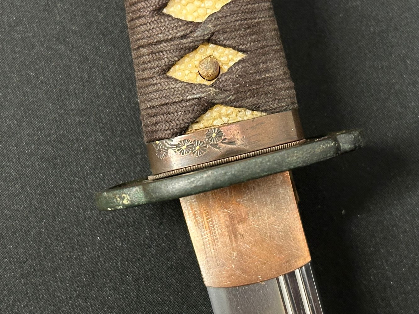 Japanese Wakizashi Sword with single edged double fullered blade 440mm ...
