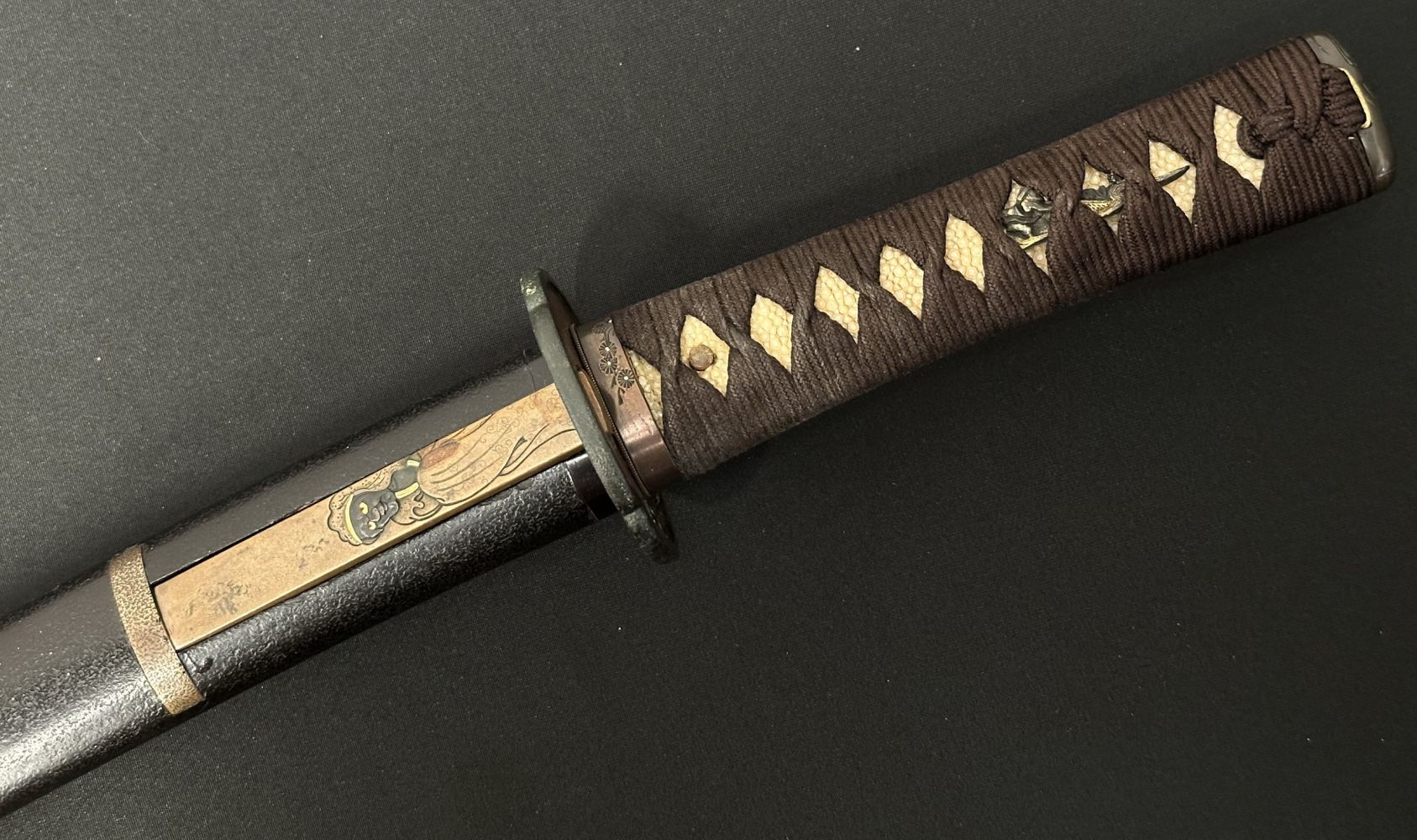 Japanese Wakizashi Sword with single edged double fullered blade 440mm ...