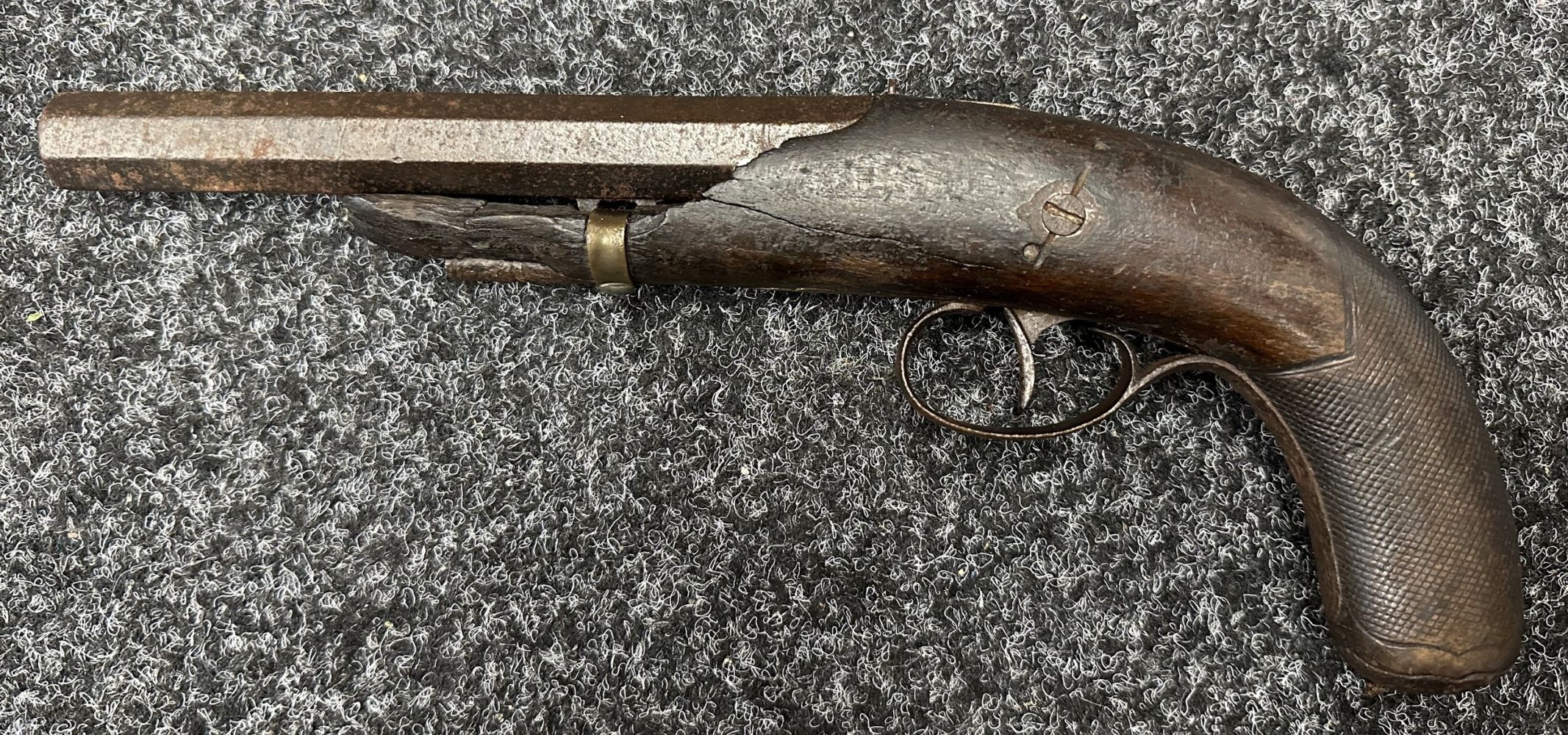 Percussion Cap Pistol with 160mm long Octagonal Barrel. No hammer. Some ...
