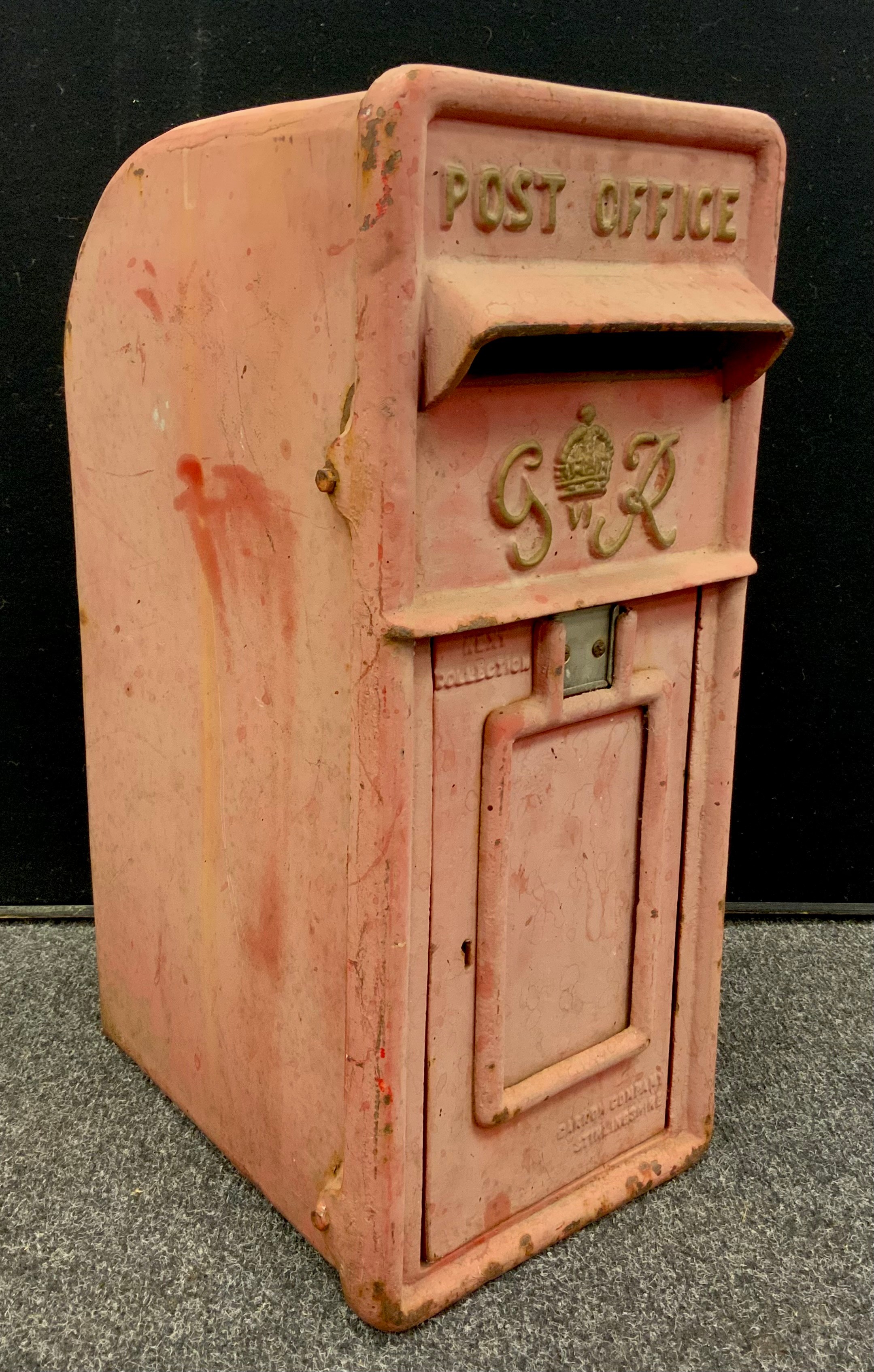 Architectural salvage - A George VI red Post Office letter box, casted ...