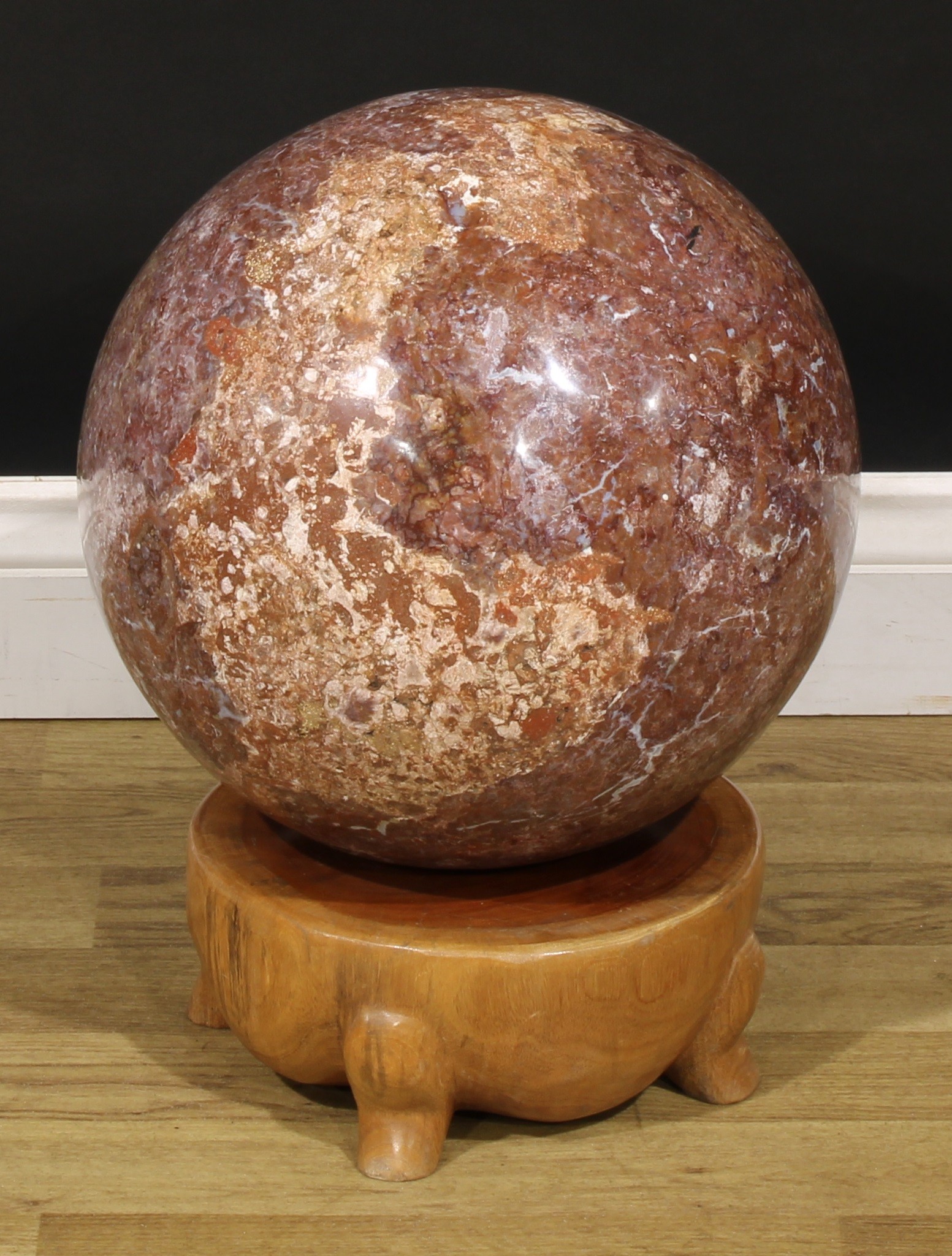 Geology - a large brecciated jasper sphere, 32cm diameter, 49kg ...