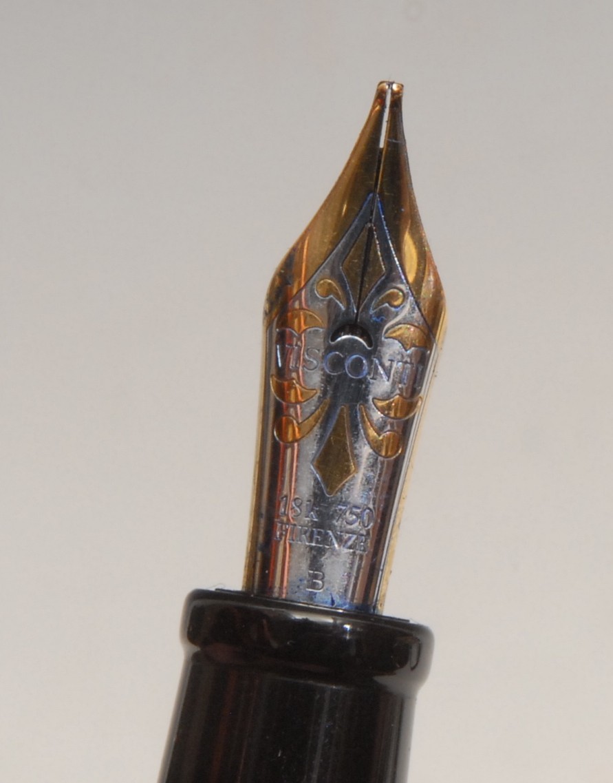 An Italian Visconti fountain pen, 18k white and yellow gold nib, marked ...