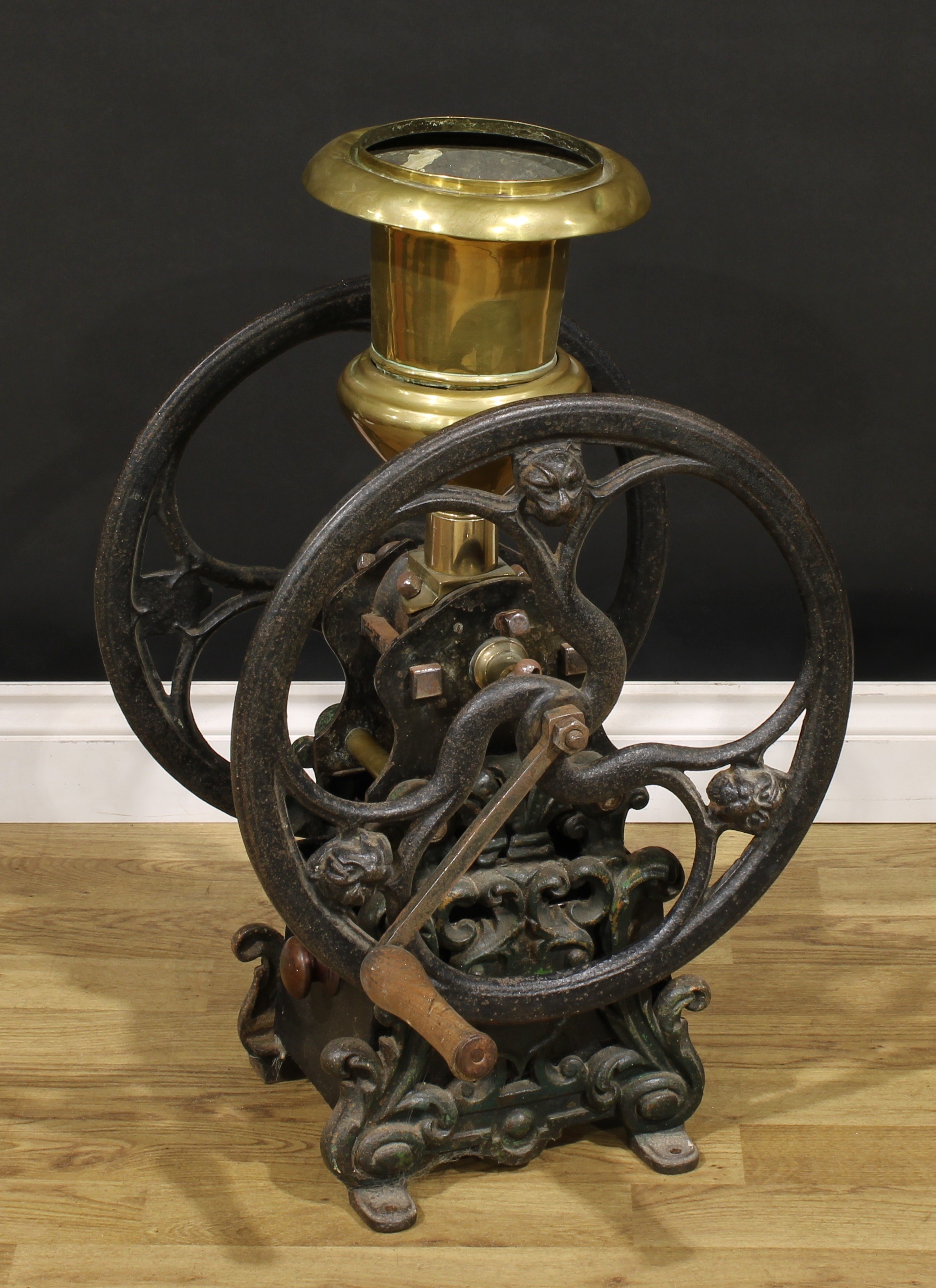 A large late Victorian cast iron coffee grinder, by W.Parnall & Co ...