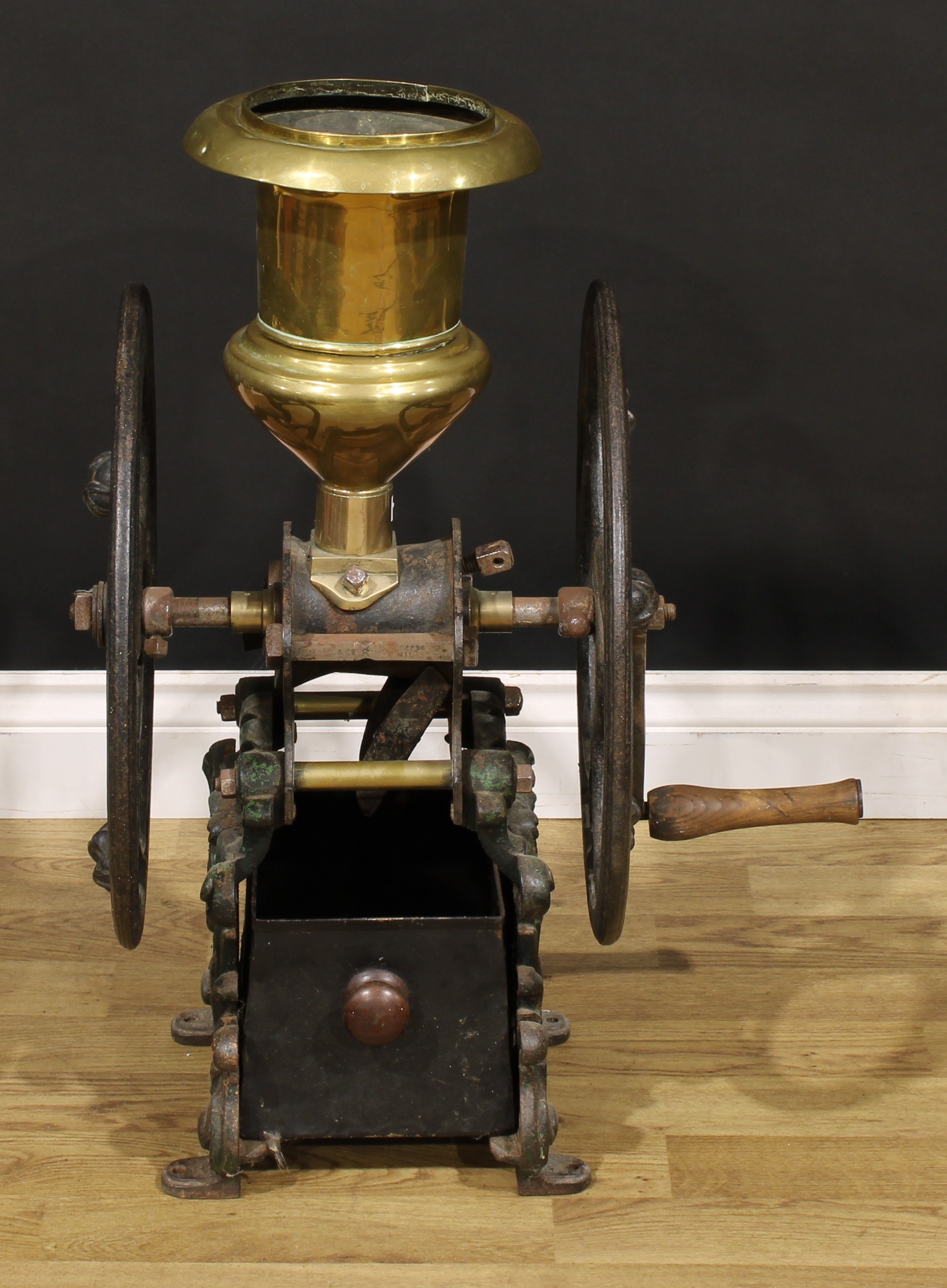 A large late Victorian cast iron coffee grinder, by W.Parnall & Co ...
