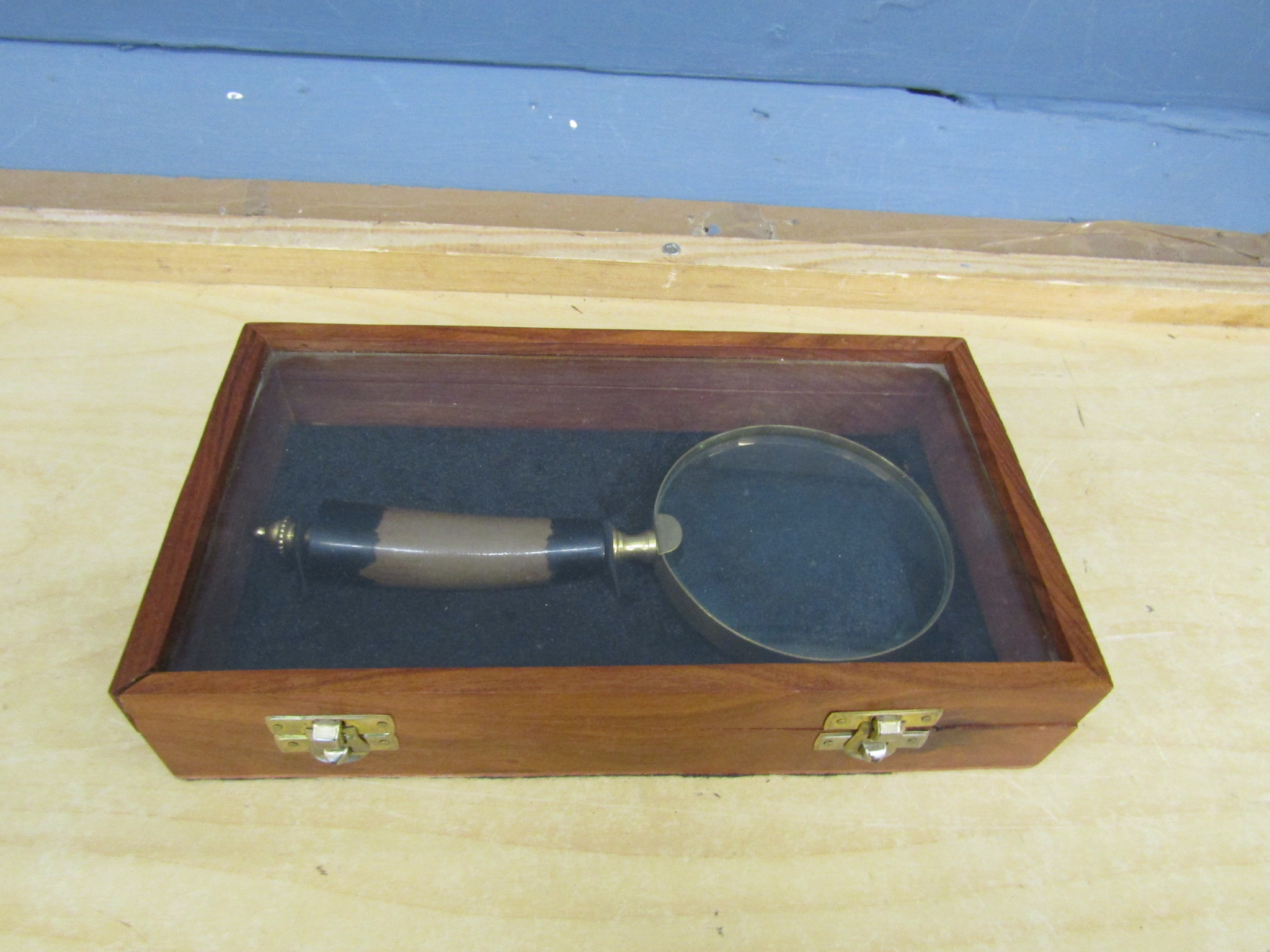 Magnifying glass in display case