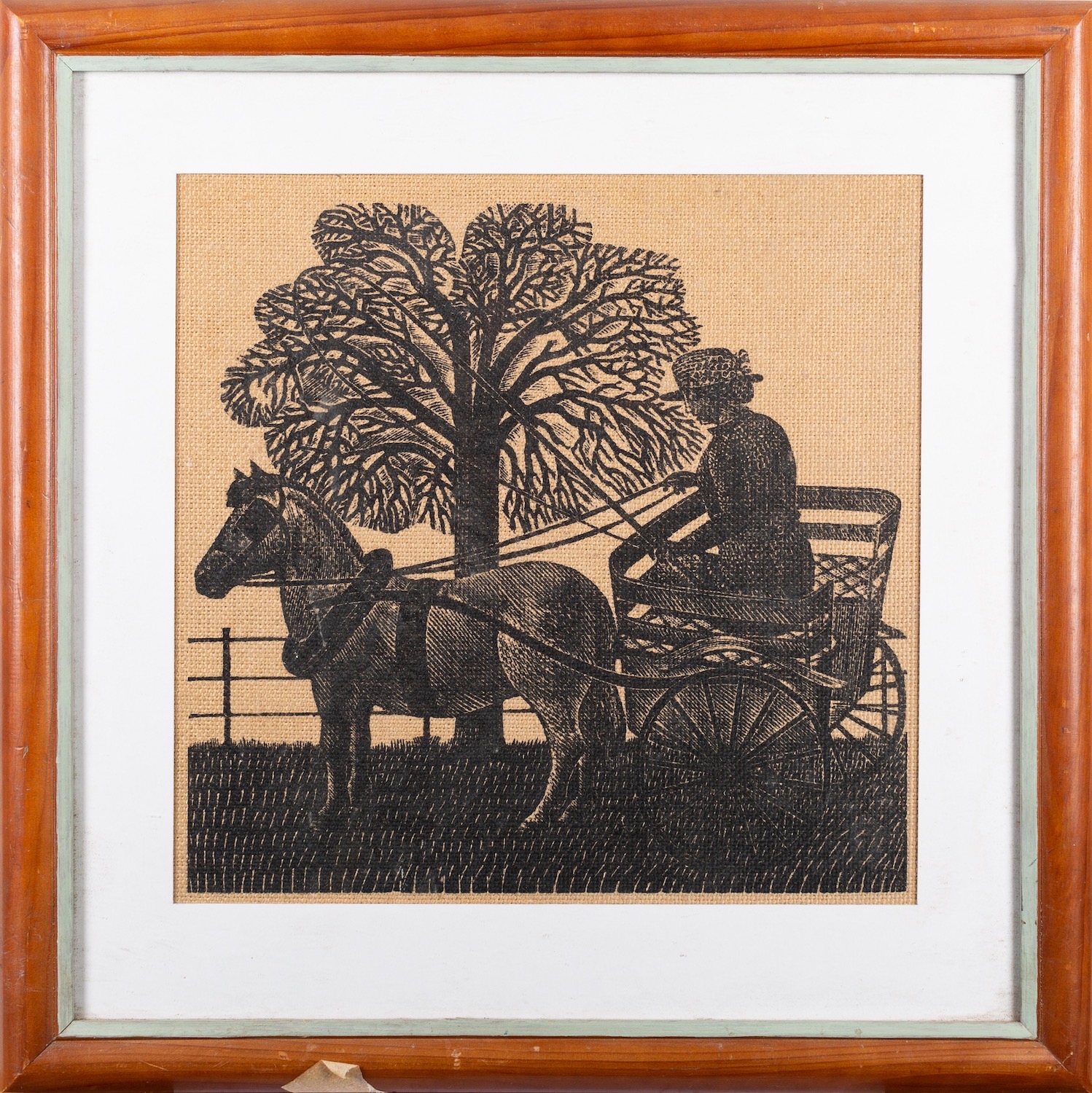 Eric Ravillious (British, 1903-1942)Lady in a horse cartWoodcut on ...
