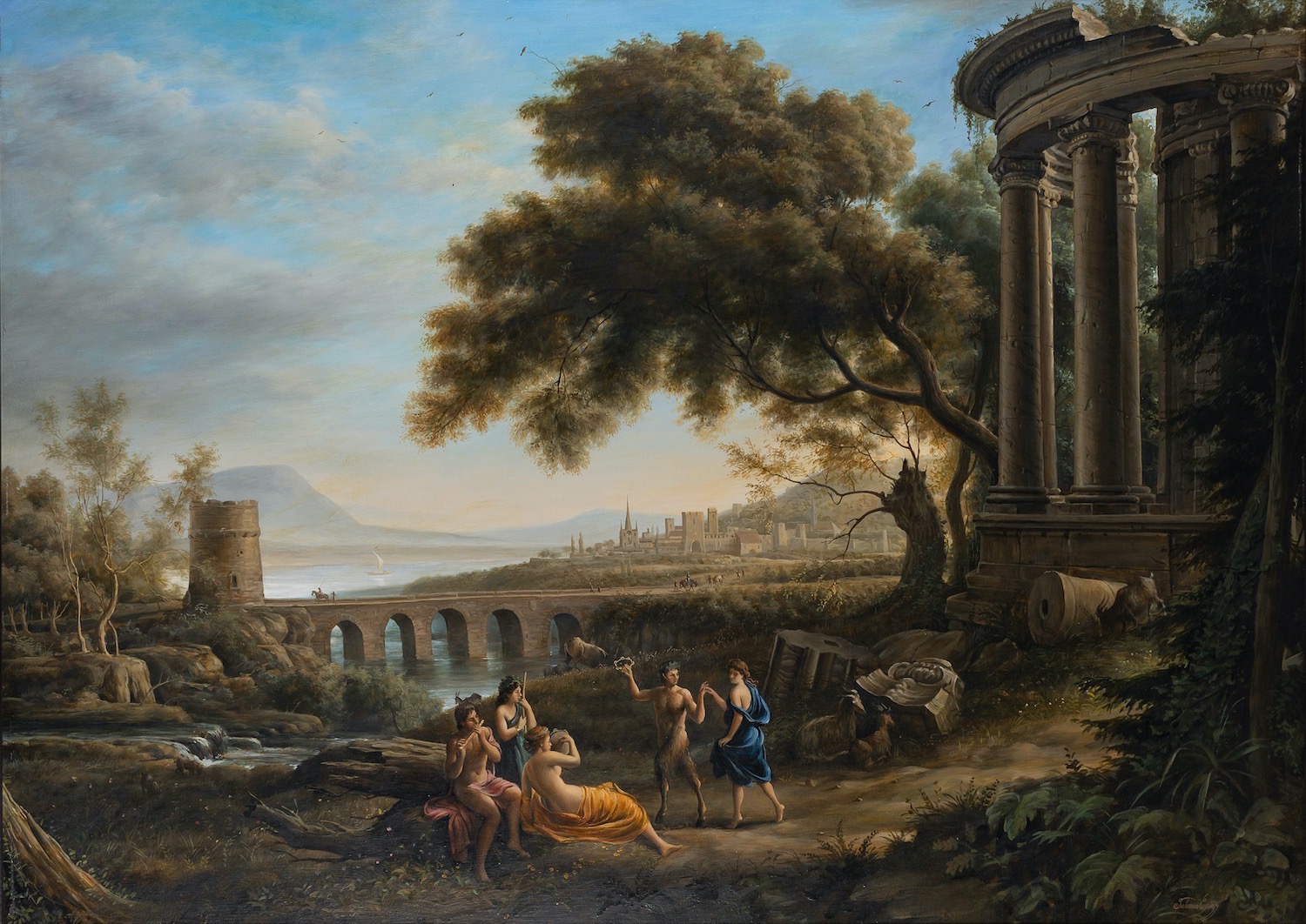After Claude Lorrain (French, 1604-1682)Landscape with Nymph and Satyr ...