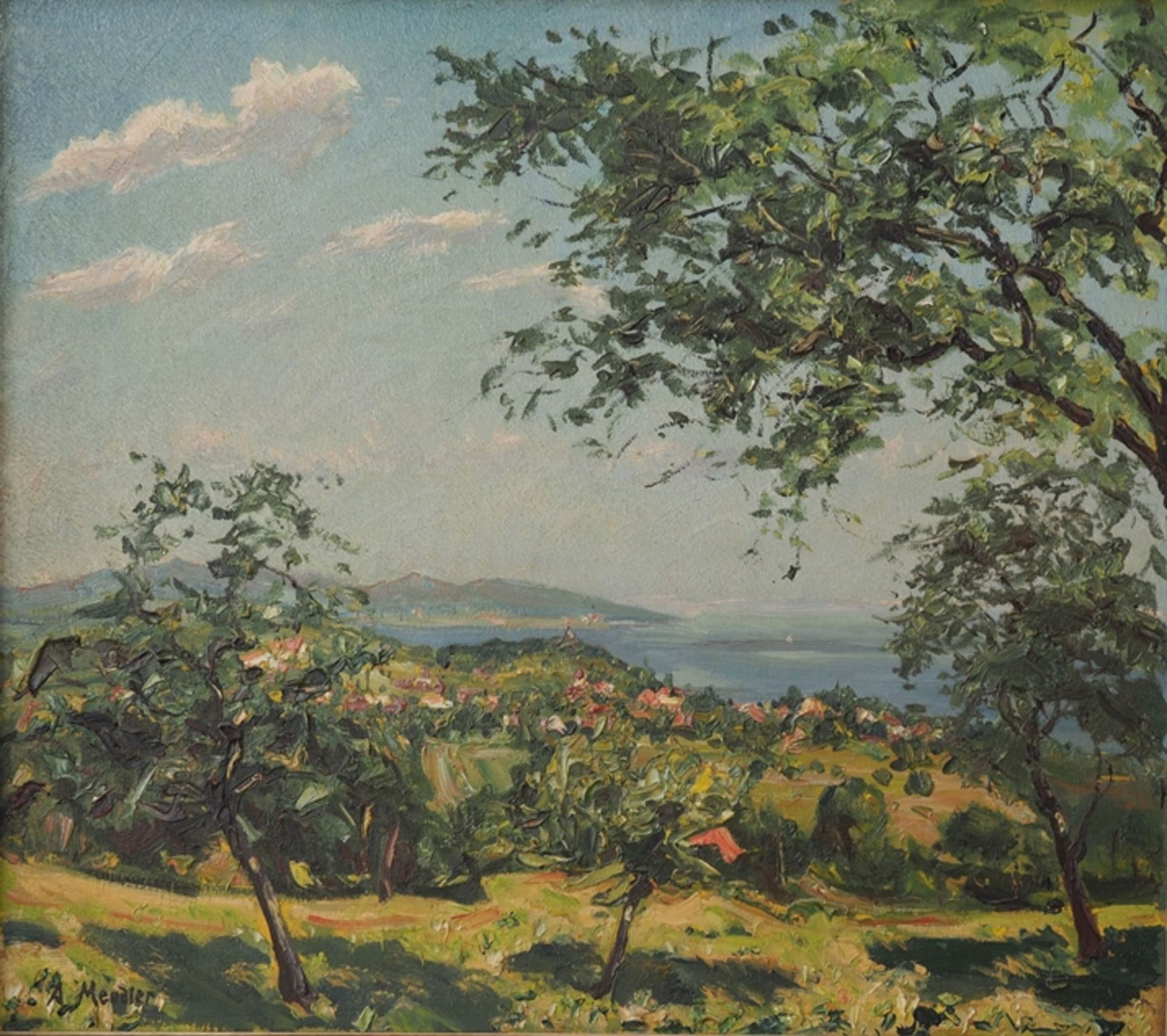 Prof. Mendler, Alfred (1879 Riedlingen - 1955 Ulm): Bodensee Gemälde.Öl ...