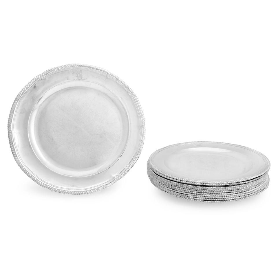 Set of Twelve George III Silver Luncheon Plates, London, 1792, John ...