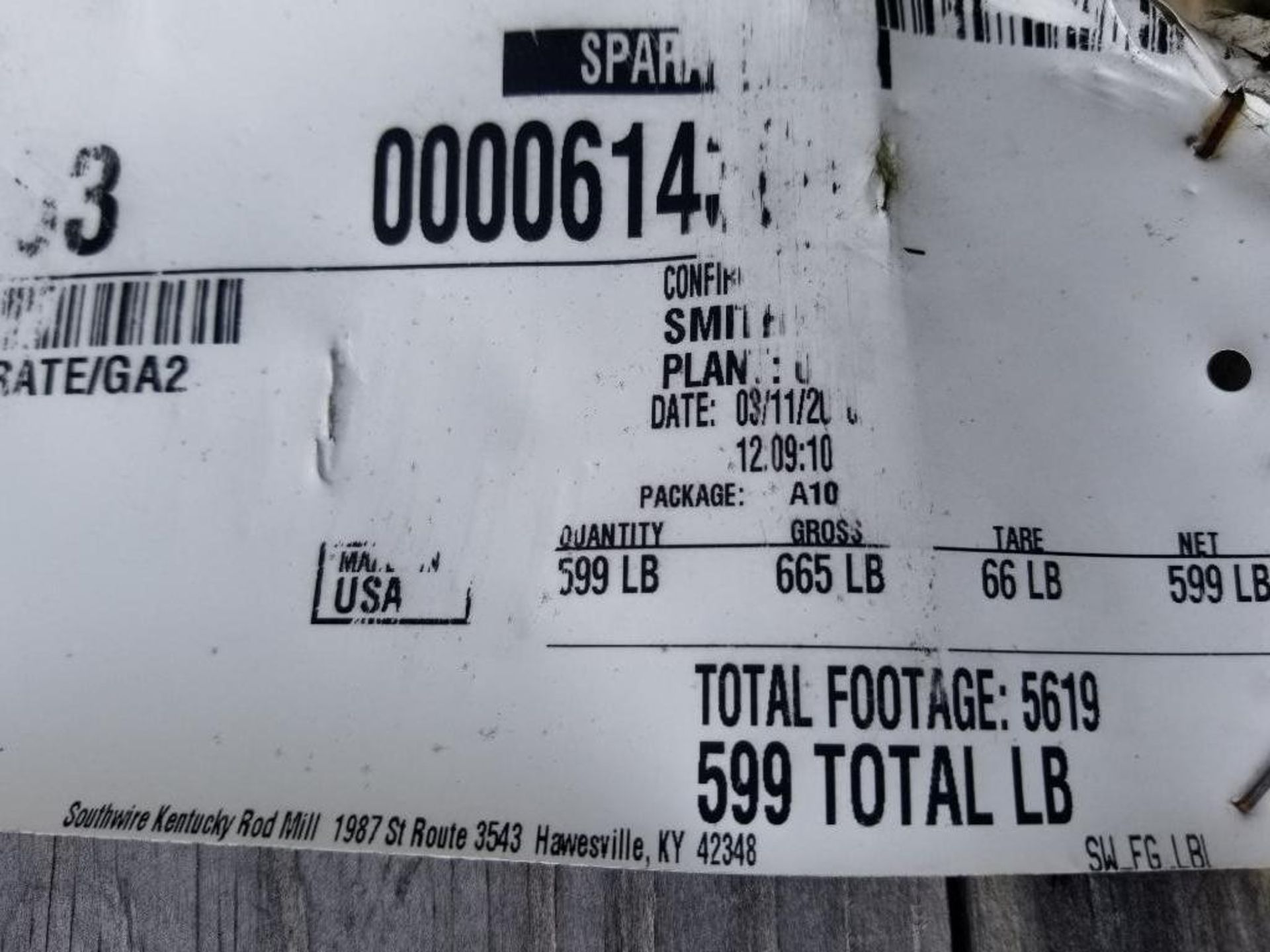 Spool of Southwire. Part number ACSR-2-7/1.