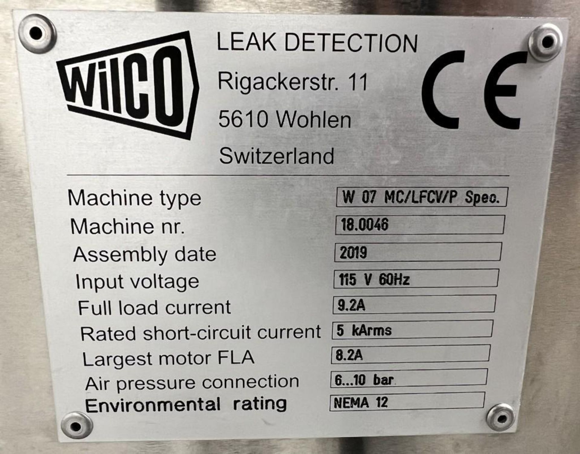 Wilco Leak Detection, Type W-07 MC/LFCV/P Spec, Serial# 18.0046, Built ...