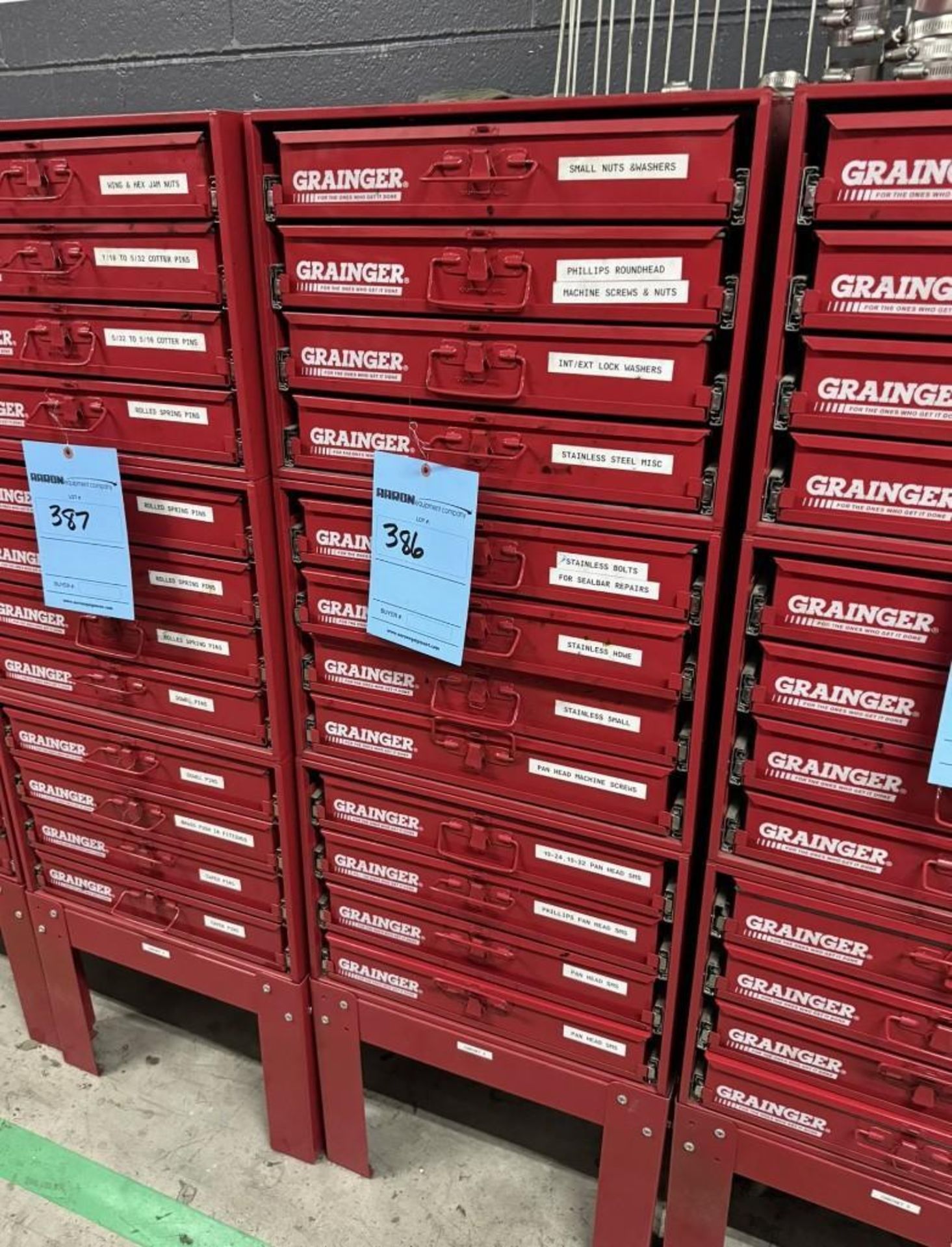 Grainger Metal Parts Storage Drawers With Approximate 12 Drawers.