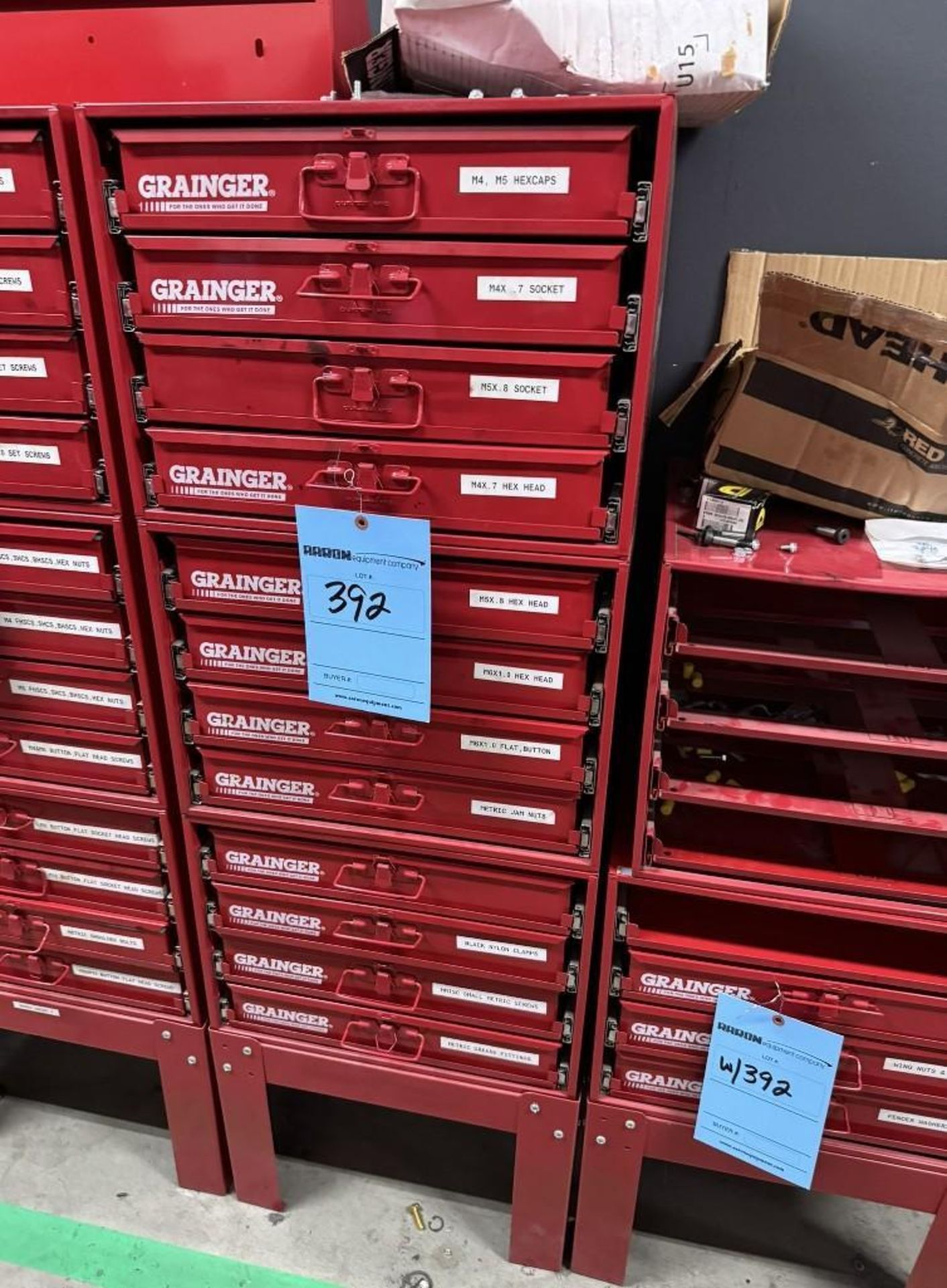Grainger Metal Parts Storage Drawers With Approximate 15 Drawers.