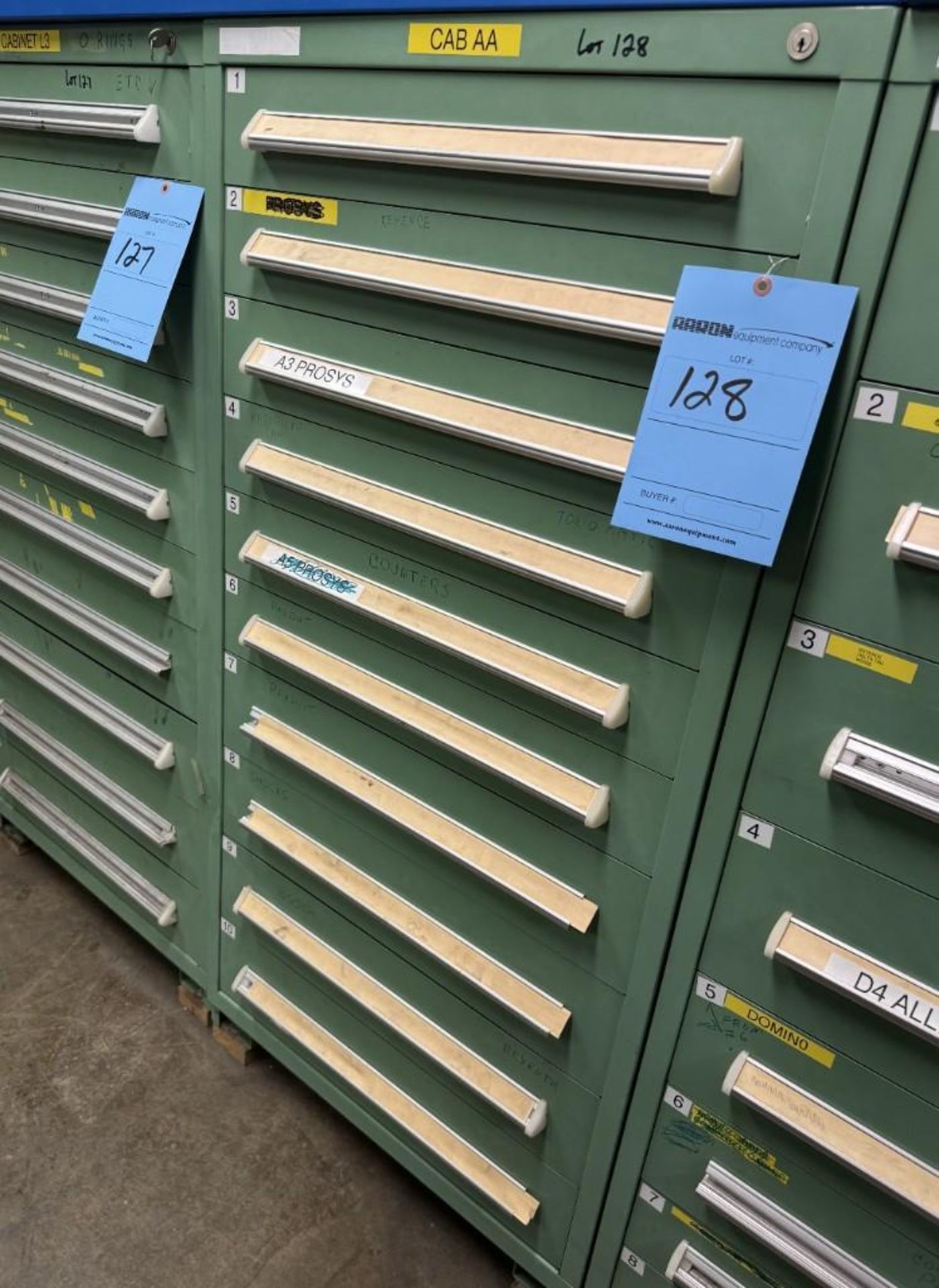 Stanley Vidmar (10) Drawer Modular Cabinet. With assorted foot pedals ...