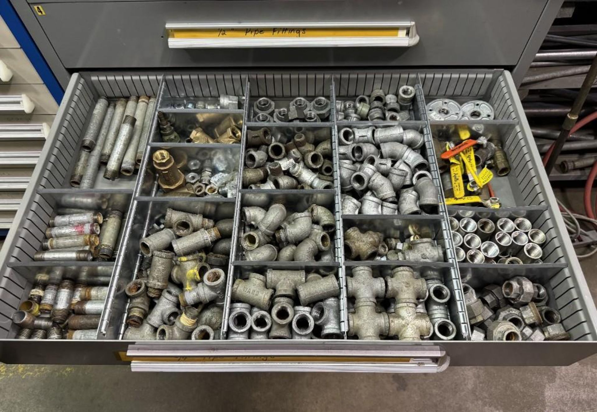Lyon Metal Products (8) Drawer Modular Cabinet. With assorted pipe ...