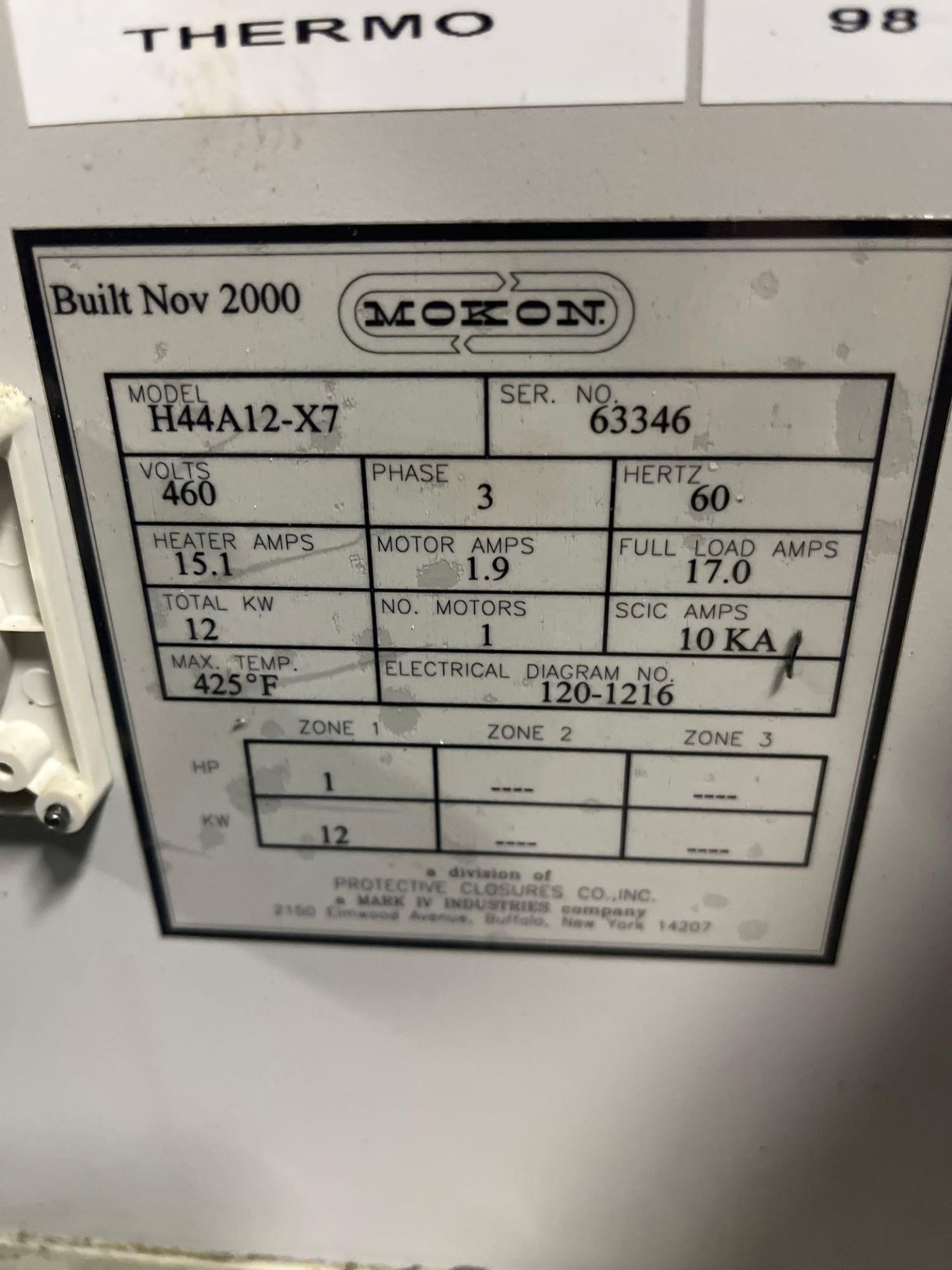 Mokon 1 hp oil temperature control unit model H44812–X7 serial number ...