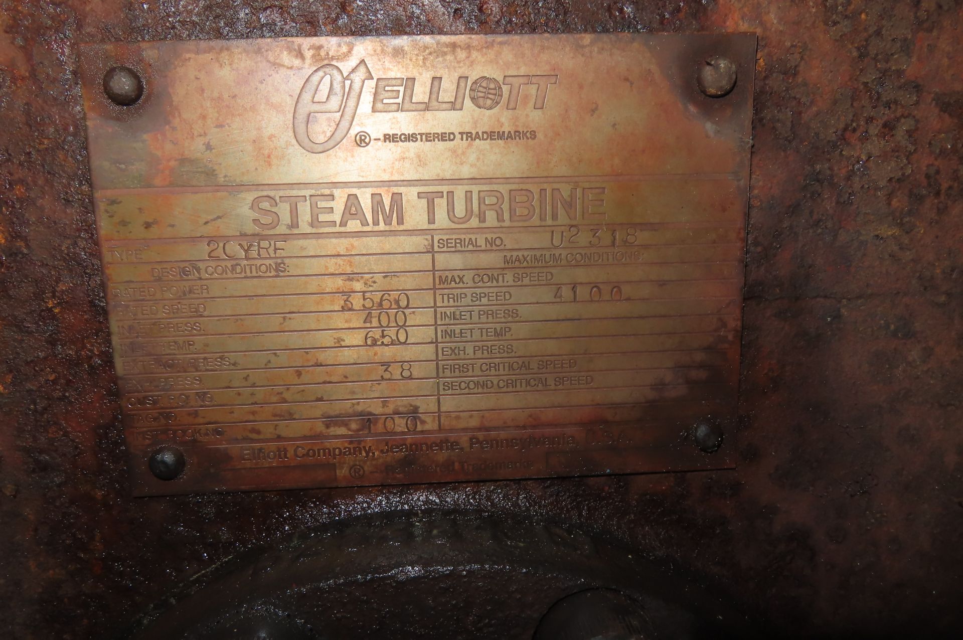Elliott pump, model 2CYRF, s/n U231B, High pressure steam turbin ...