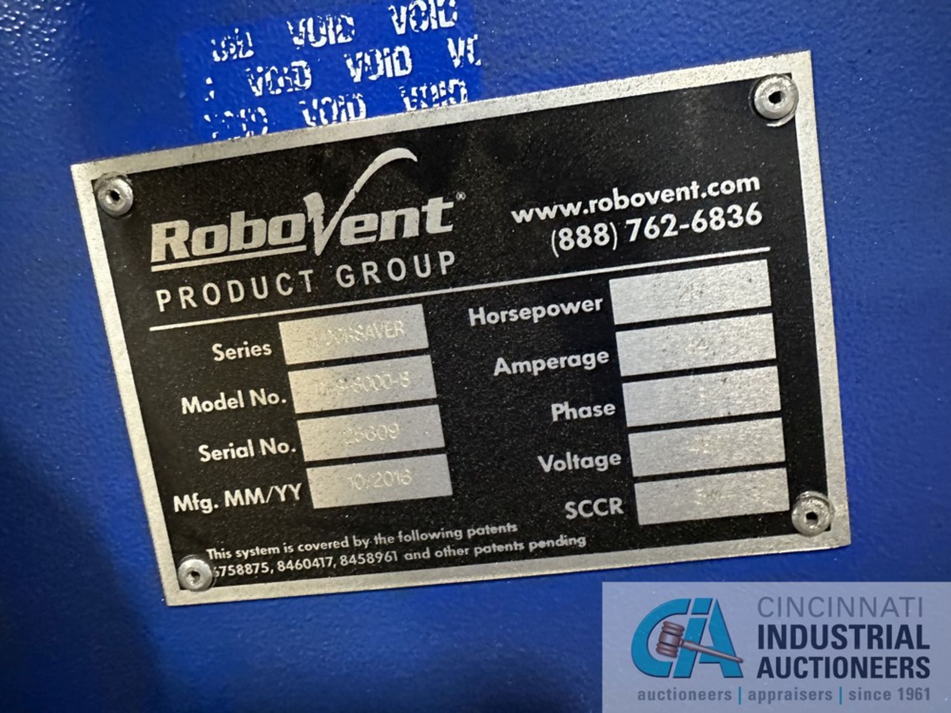 { Choice of lots: 353, 354 } 25 HP ROBOVENT FLOORSAVER MODEL DFS-800-8 ...