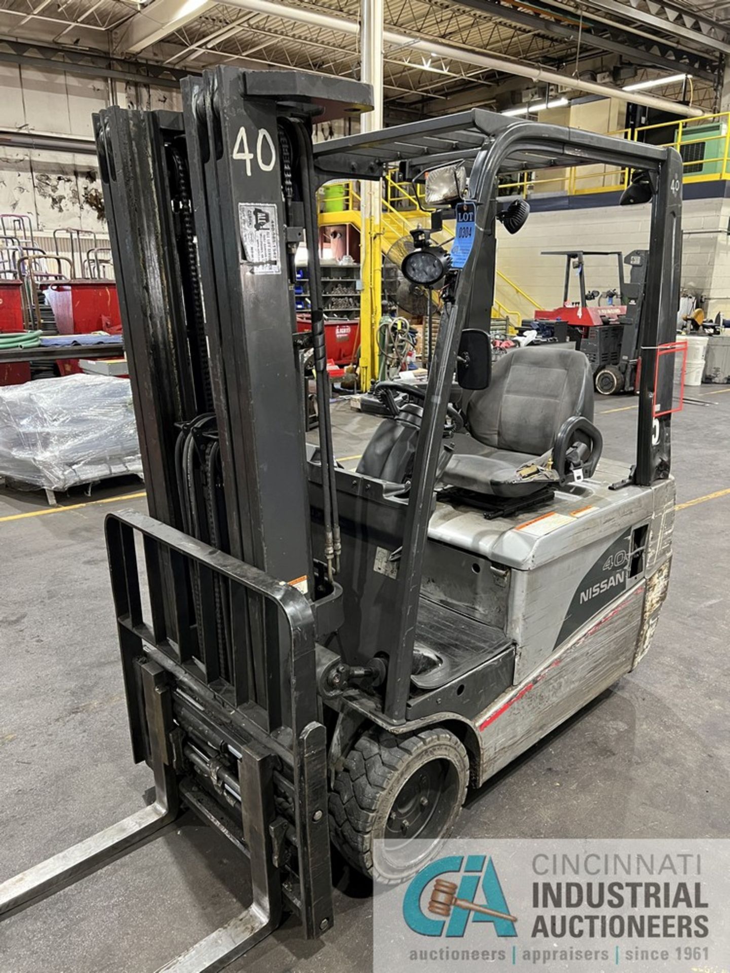 3,500 LB. NISSAN MODEL GINIL20V ELECTRIC CUSHION TIRE 3-WHEEL FORKLIFT ...